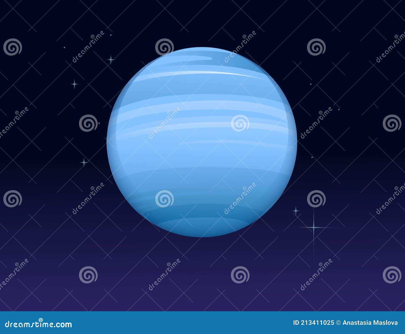 Solar System Space Object Planet Neptune Vector Illustration On Deep ...