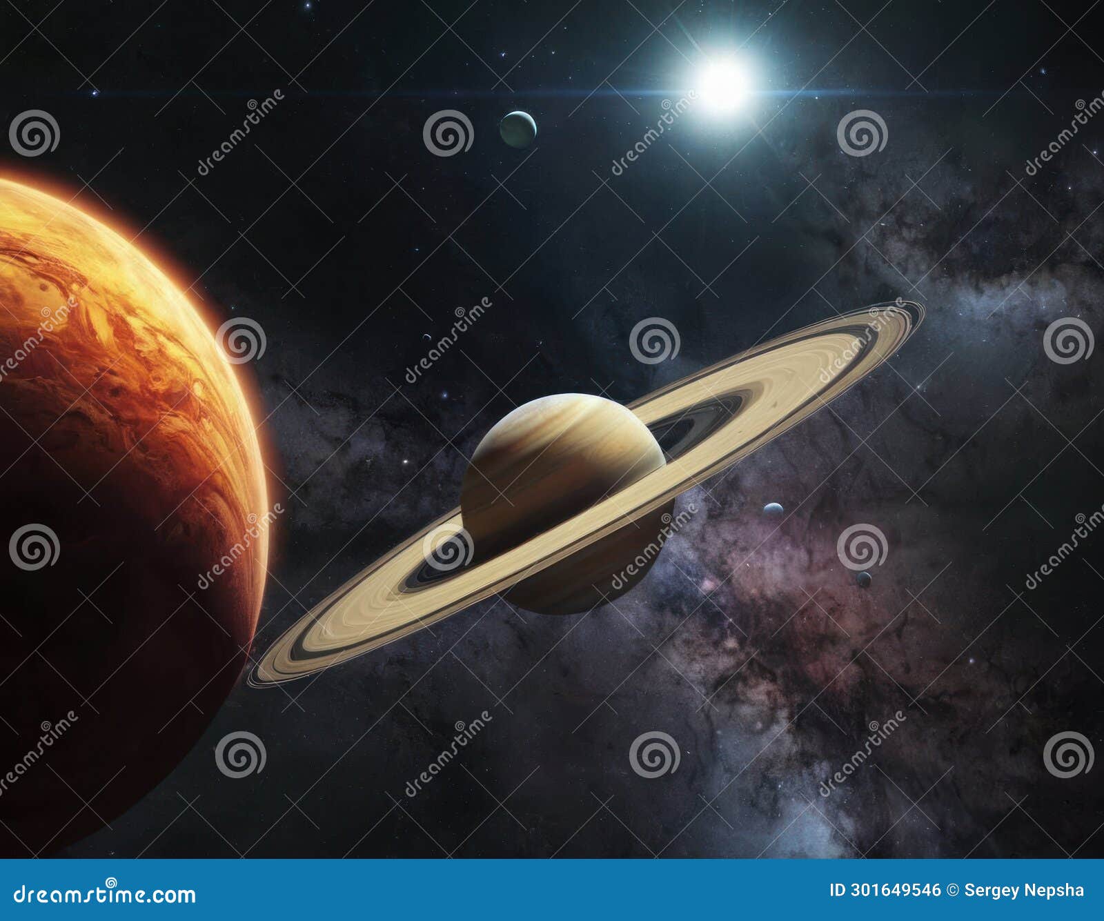Solar System in Space, Planets Stock Photo - Image of perspective ...
