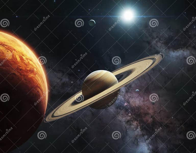 Solar System in Space, Planets Stock Photo - Image of perspective ...