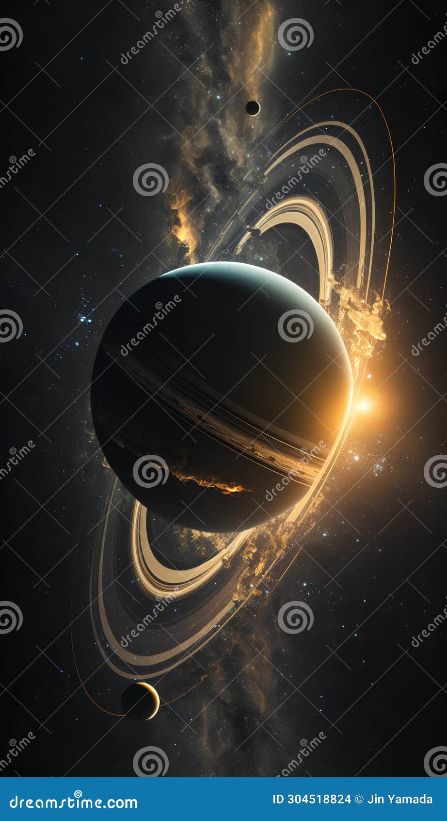 Solar System in Space with Stars and Nebula. 3D Rendering Stock ...