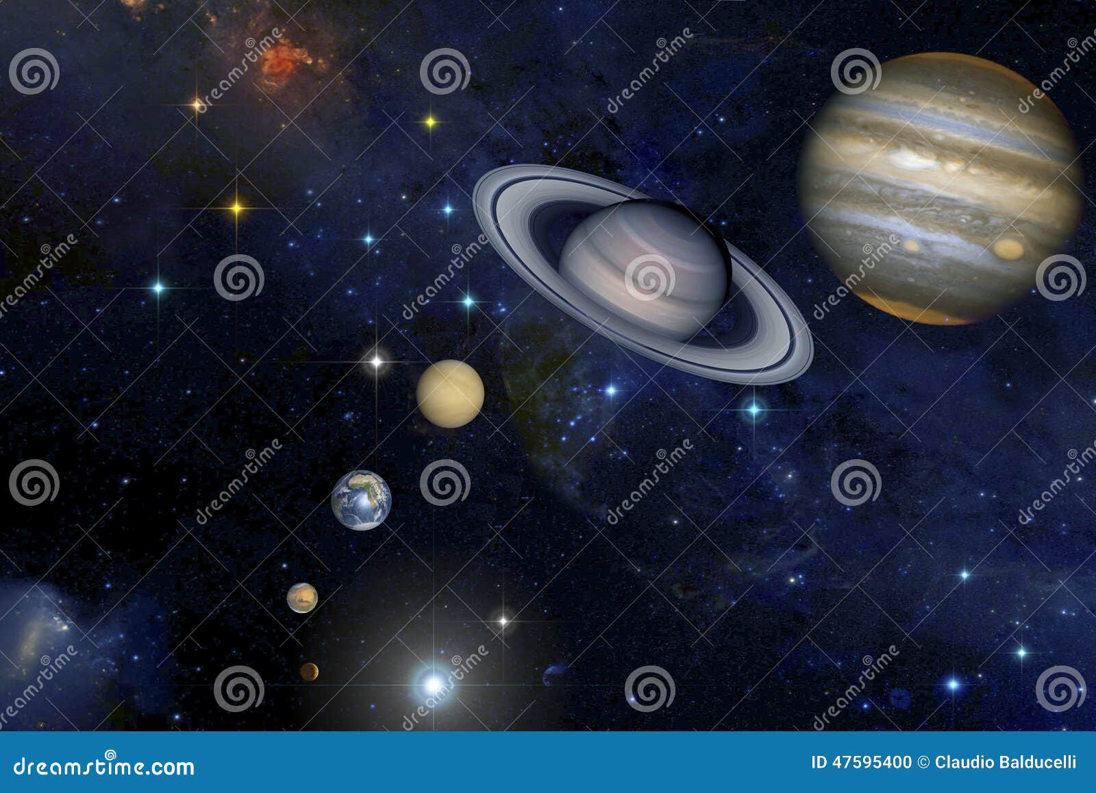 Solar System in Stars Background Stock Illustration - Illustration of ...