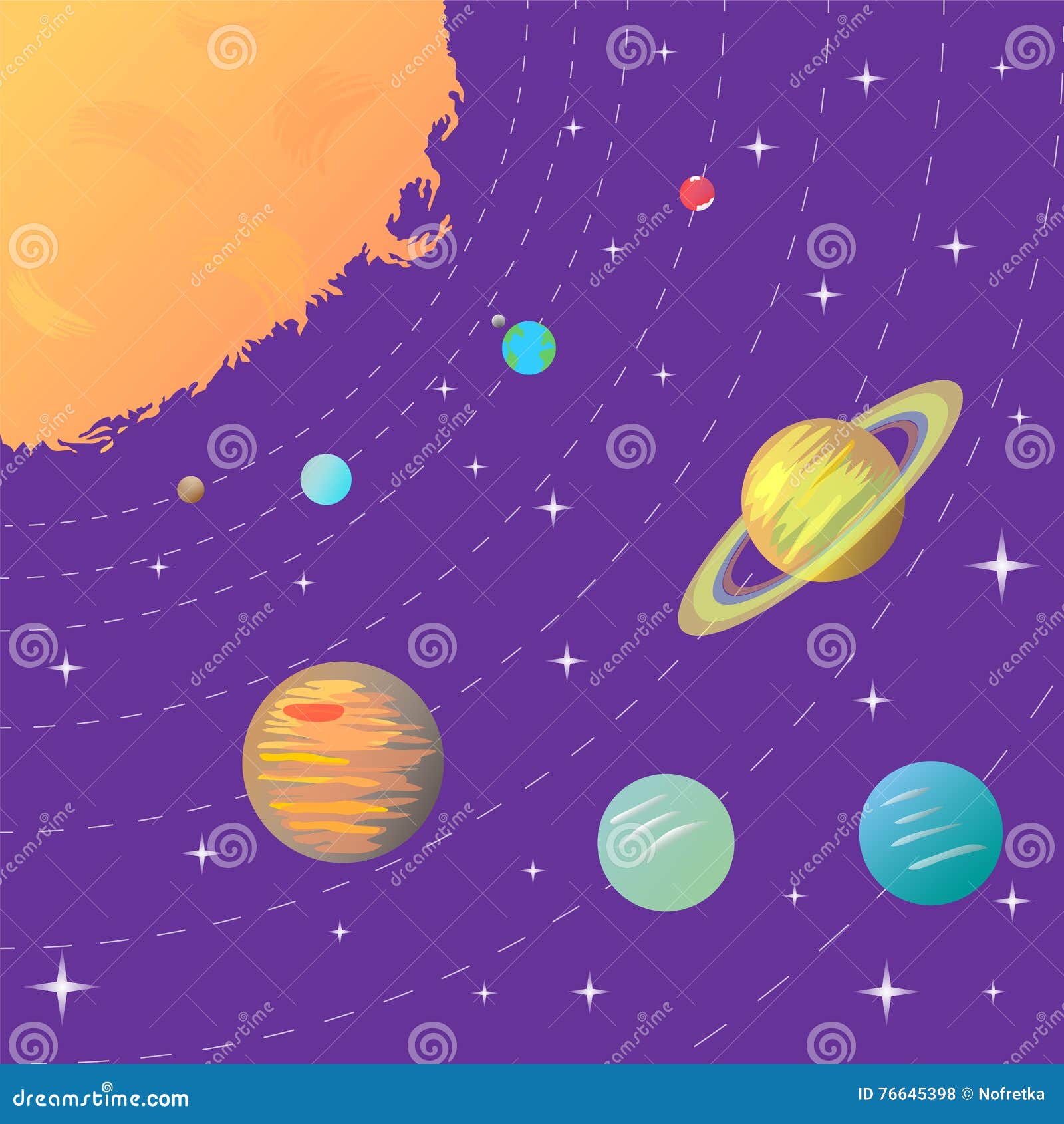 Solar System. Sun and Planets on Starry Background. Perfect for Print ...