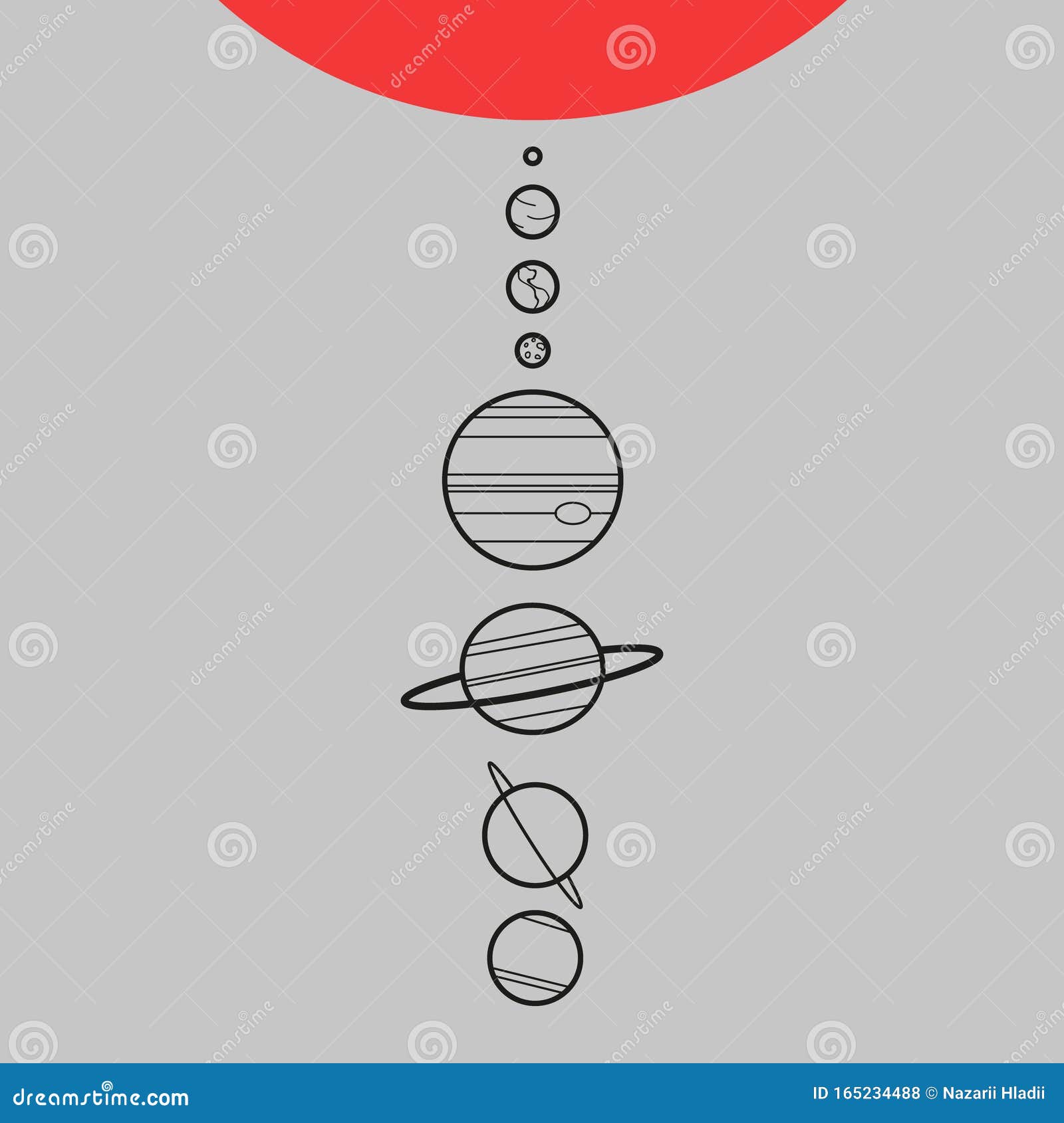 Solar System. Sun and Planets Symbol. Vector Illustration. Stock Vector ...