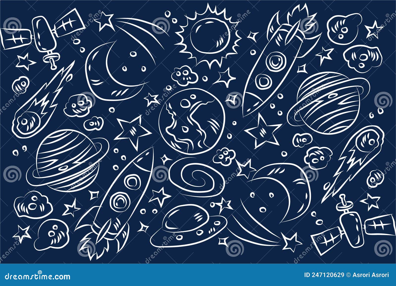 Collection Of Planets In Solar System. Engraving Style. Vintage Elegant ...