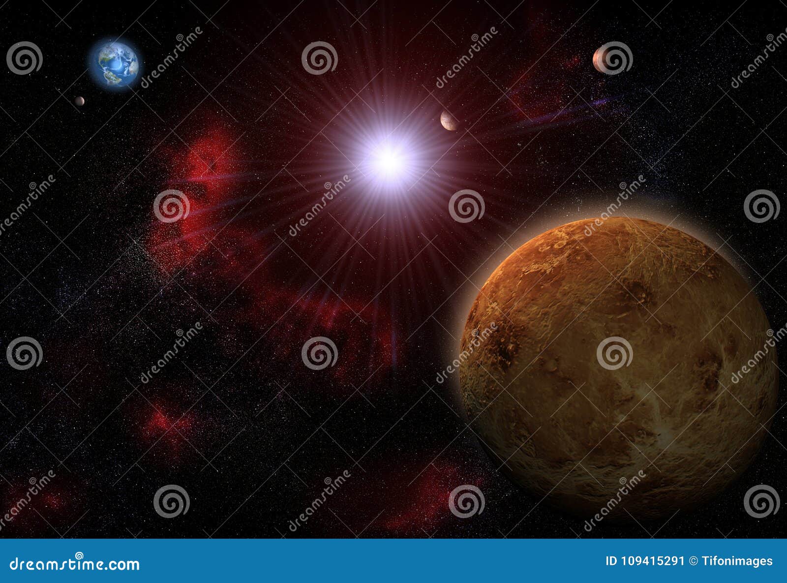 The Solar System With Venus, Mercury, The Earth, The Moon And Mars ...