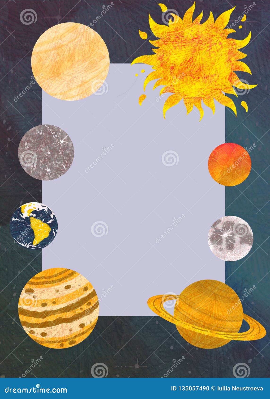 Solar System in Vertical Frame with Stars and Comets Stock Photo ...