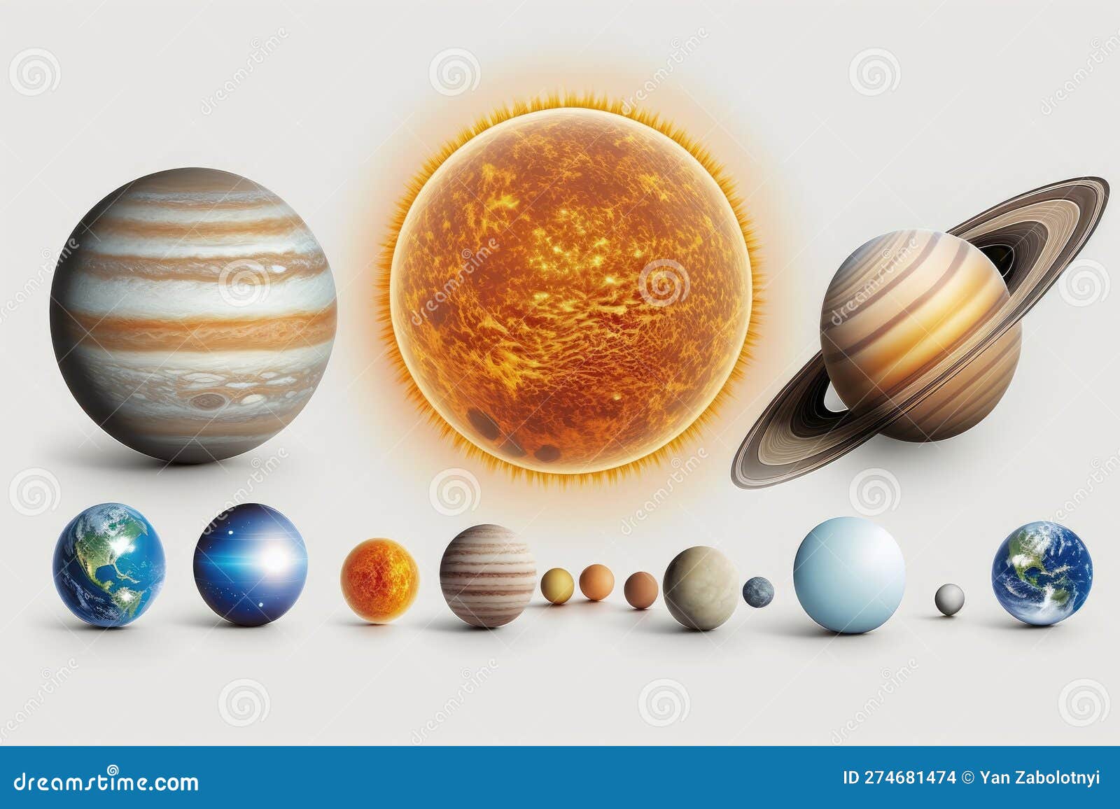 Solar System on White Background, Realistic. Generative AI Stock ...