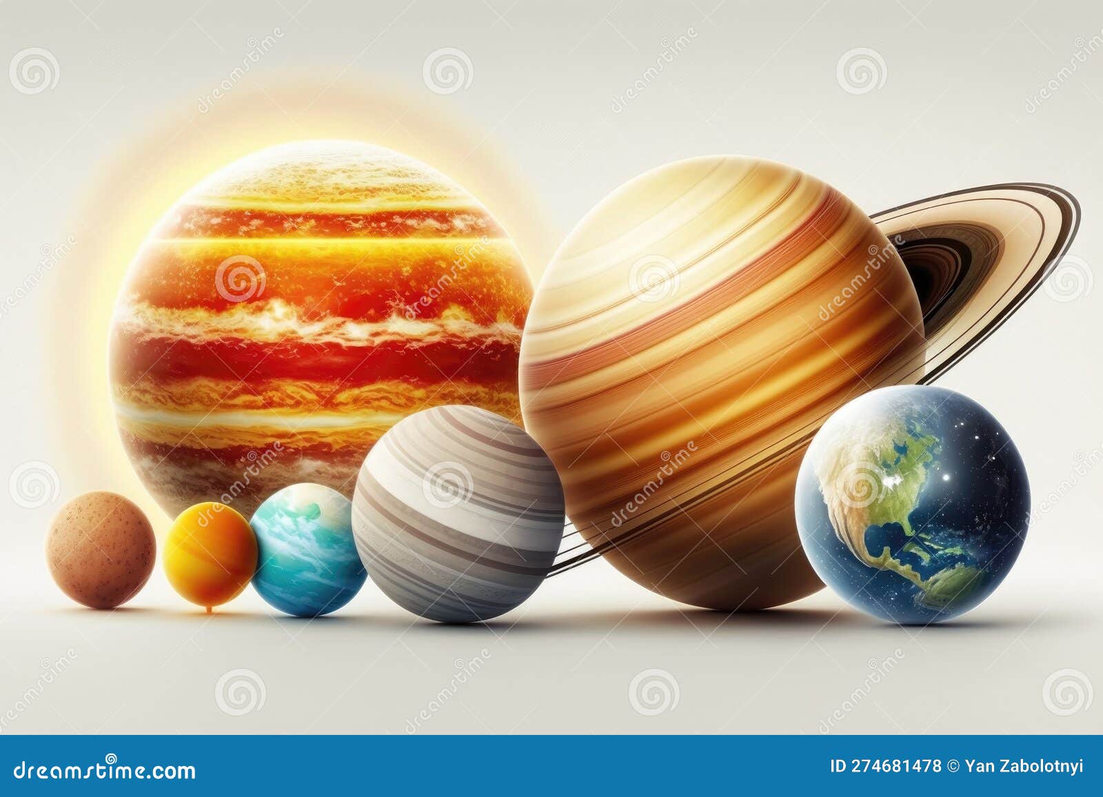 Solar System on White Background, Realistic. Generative AI Stock ...
