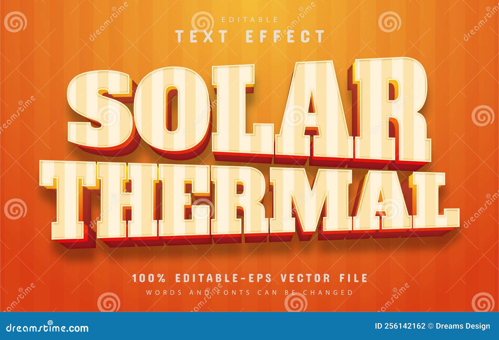 Solar thermal text effect stock vector. Illustration of effect - 256142162