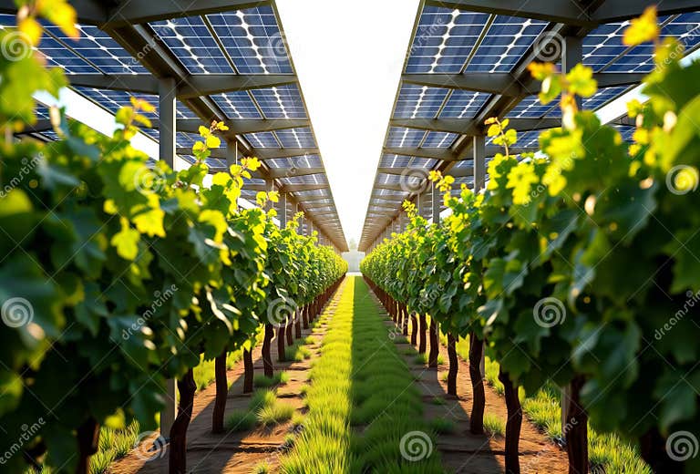 Dual Benefits: Solar Panels Above a Vineyard, Generative Ai Stock ...