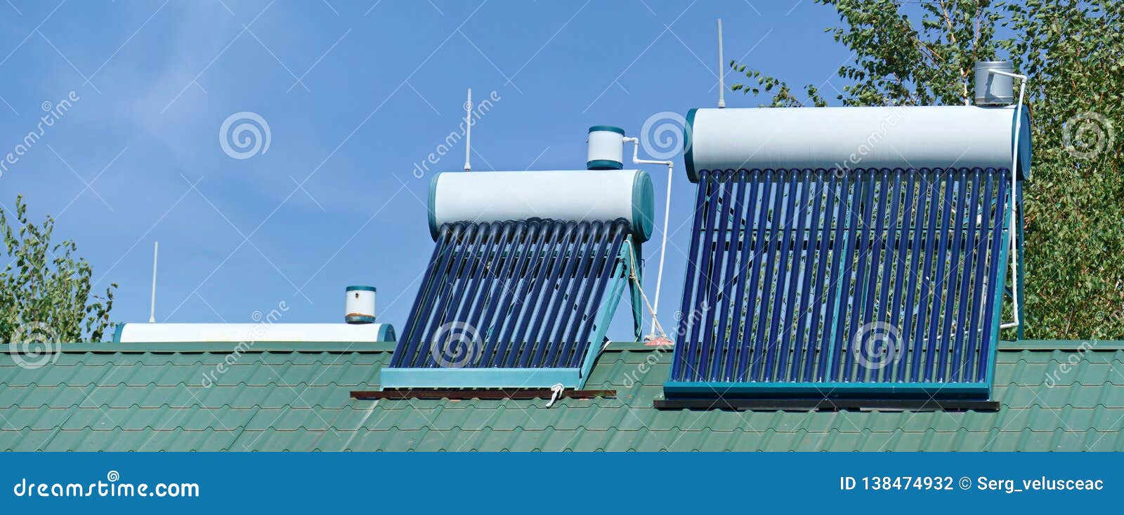 Solar Water Heater for Home Stock Photo - Image of economical, energy ...