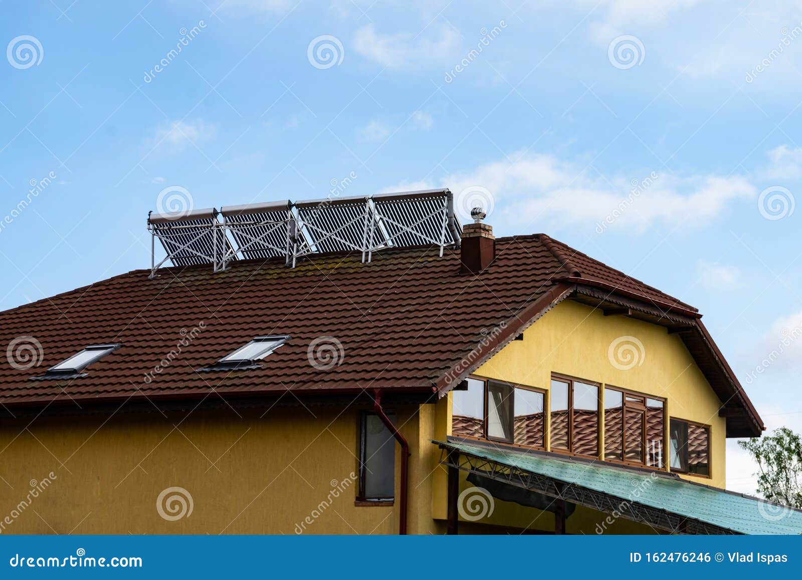 Solar Water Heater on Roof Top. Solar Panel for Hot Water, System on ...