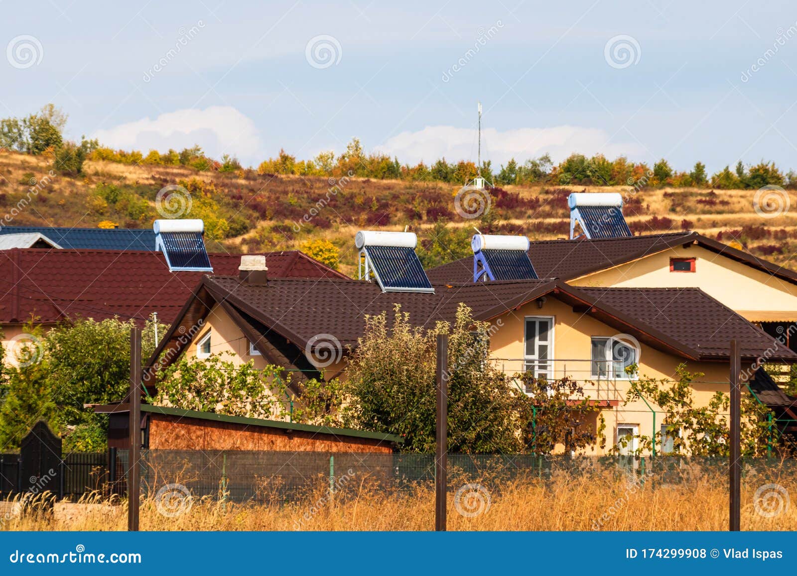 Solar Water Heater on Roof Top. Solar Panel for Hot Water, System on ...