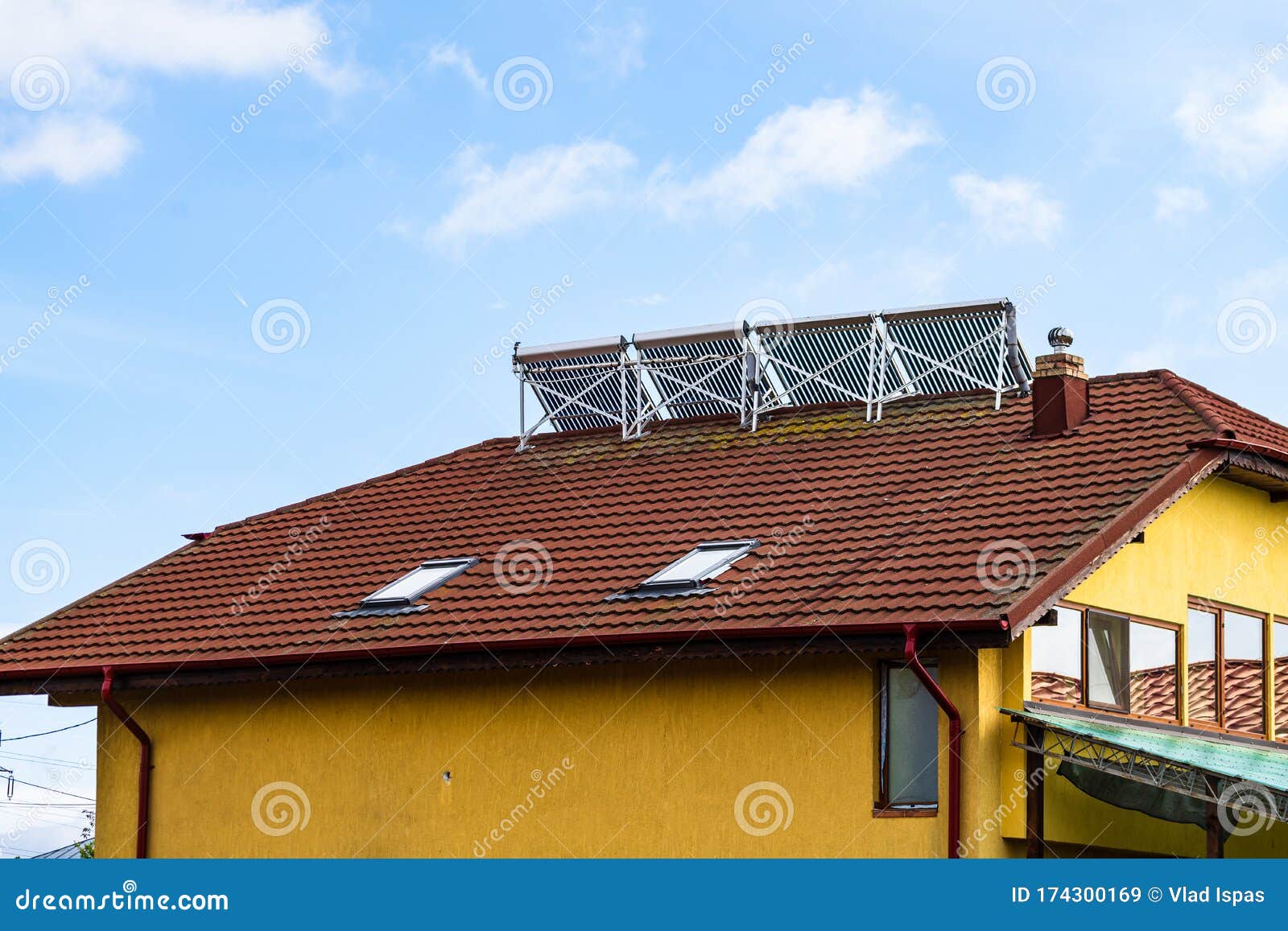Solar Water Heater on Roof Top. Solar Panel for Hot Water, System on ...
