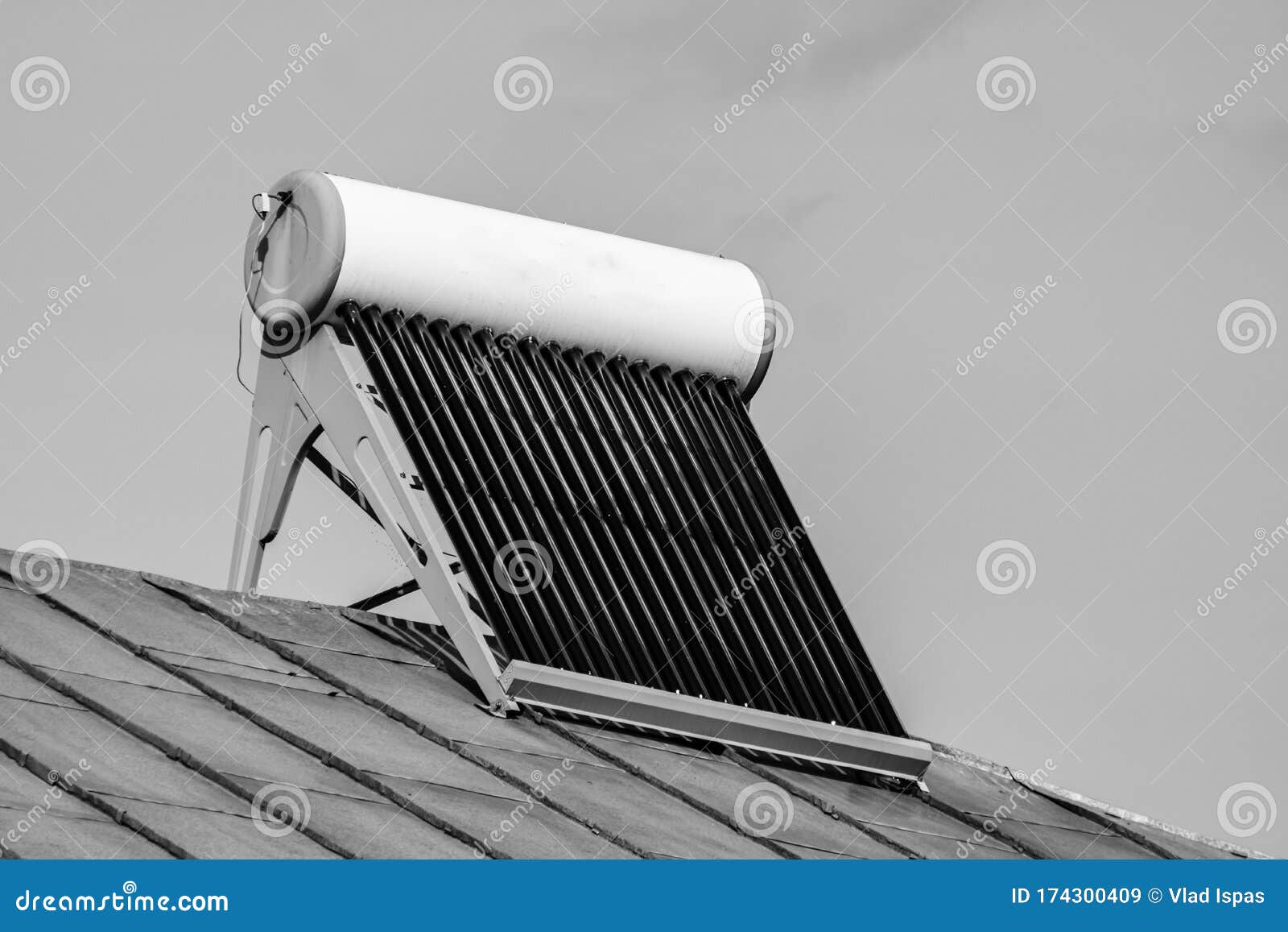 Solar Water Heater on Roof Top. Solar Panel for Hot Water, System on ...