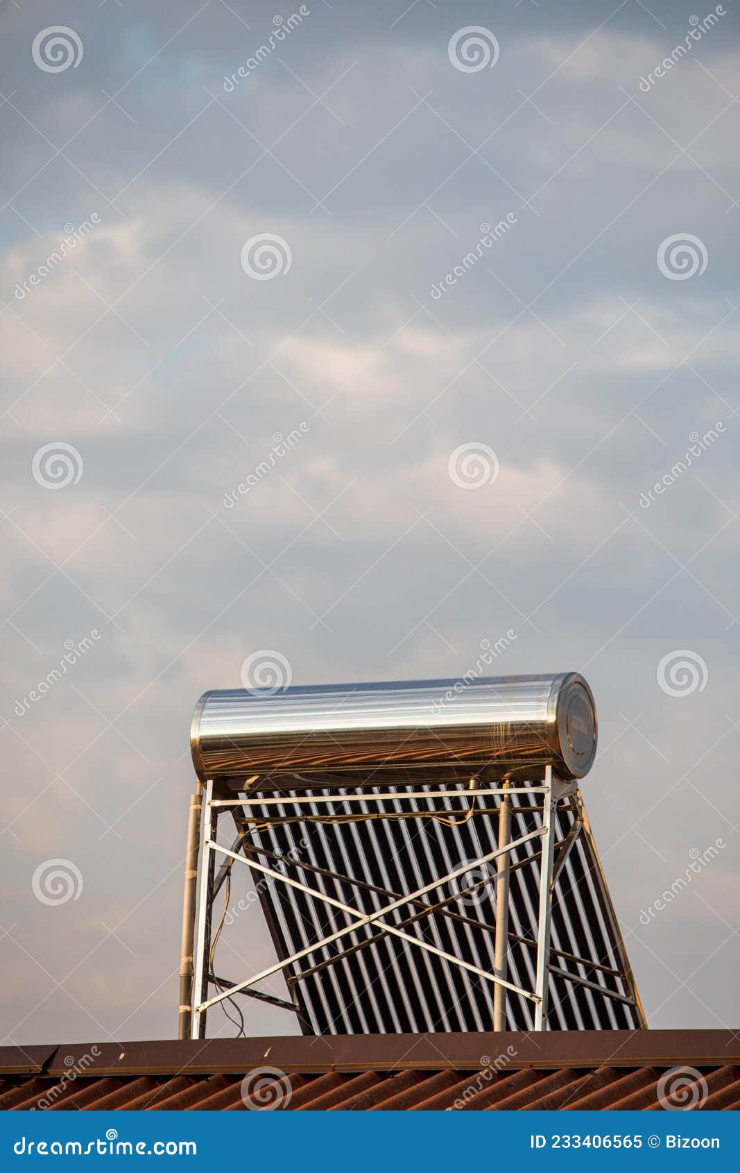 Solar Water Heater on Rooftop Stock Image - Image of solar, innovation ...