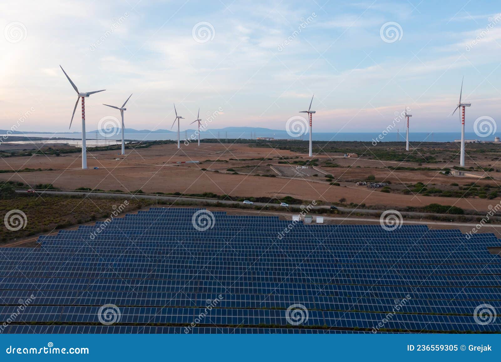 Solar and Wind Energy for Clean Environment Stock Image - Image of ...