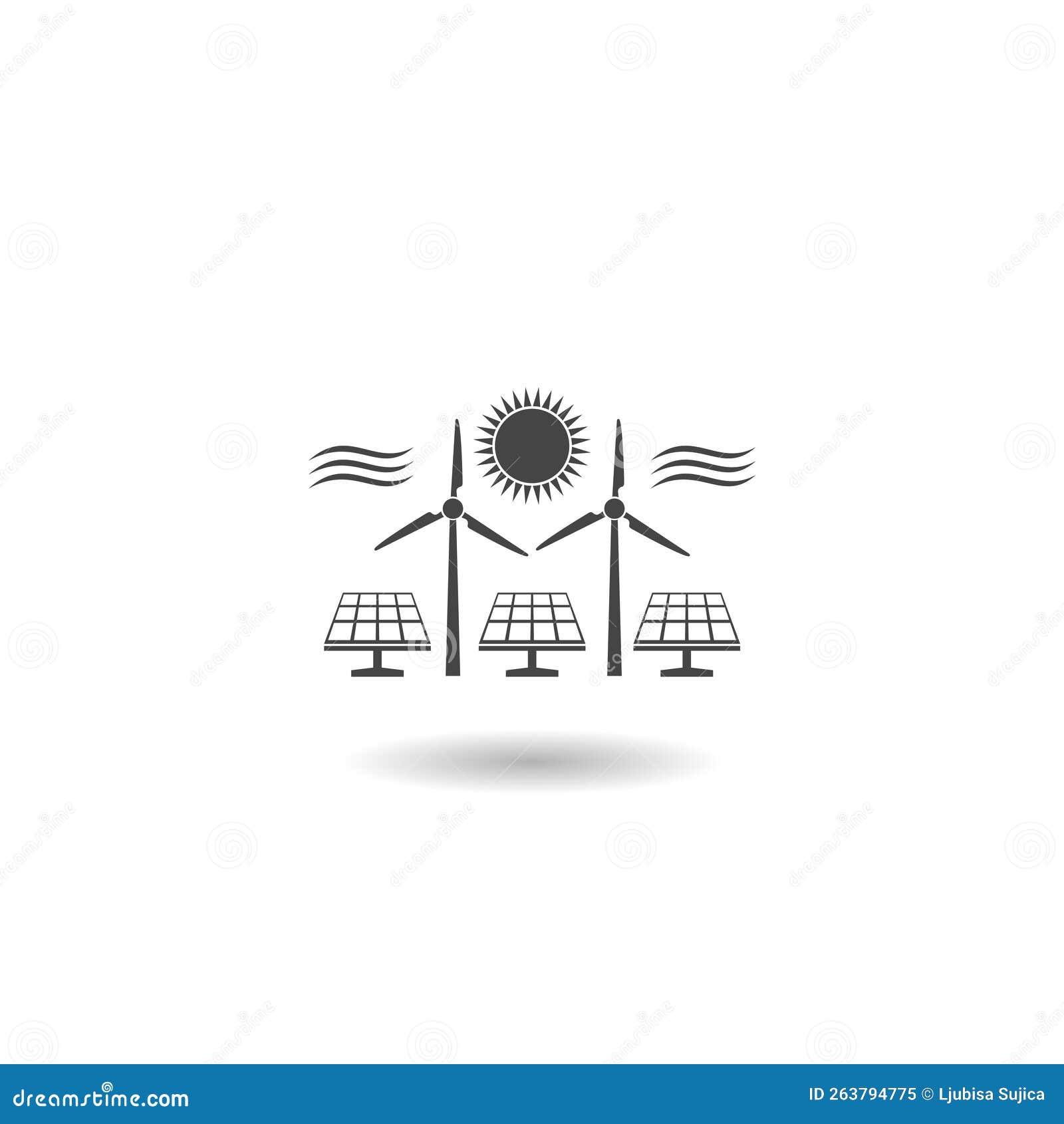 Solar and Wind Energy Logo with Shadow Stock Vector - Illustration of ...
