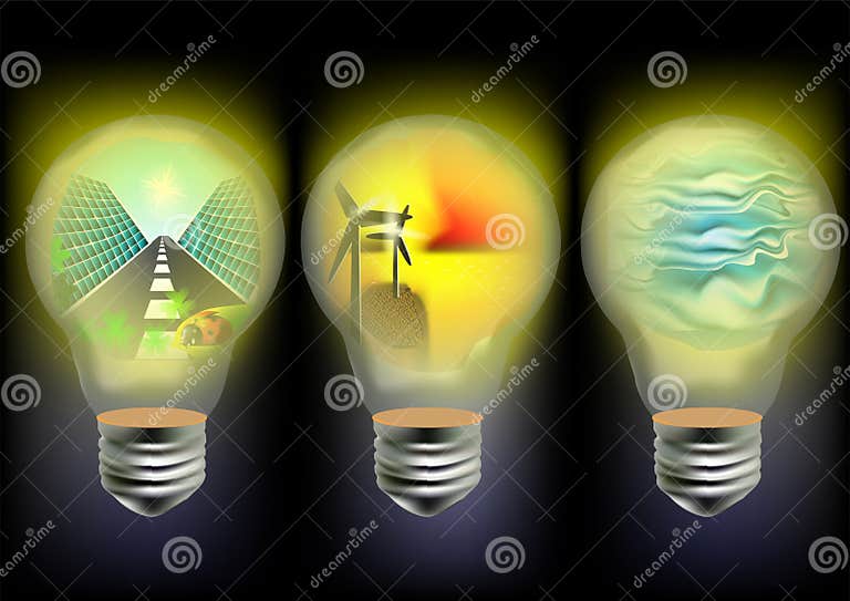 Solar, Wind and Wave Energy Stock Vector - Illustration of green ...