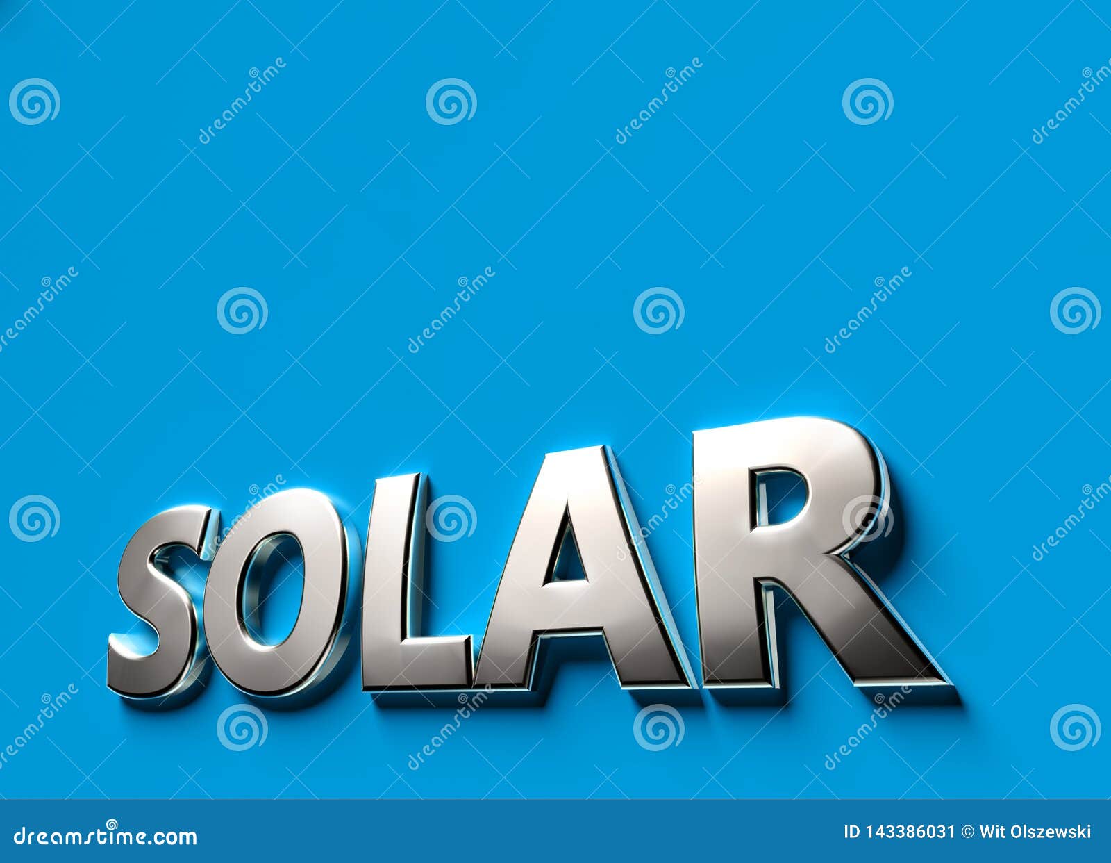 Solar Word As 3D Sign or Logo Concept Placed on Blue Surface with Copy ...