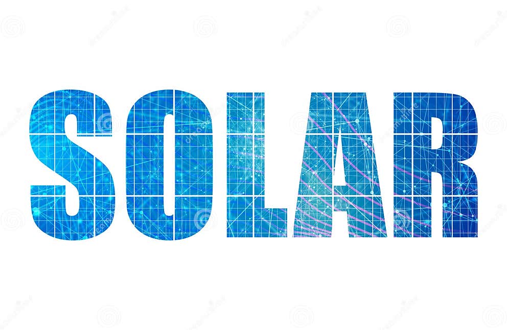 Solar Word Made of Blue Solar Panel. Stock Illustration - Illustration ...