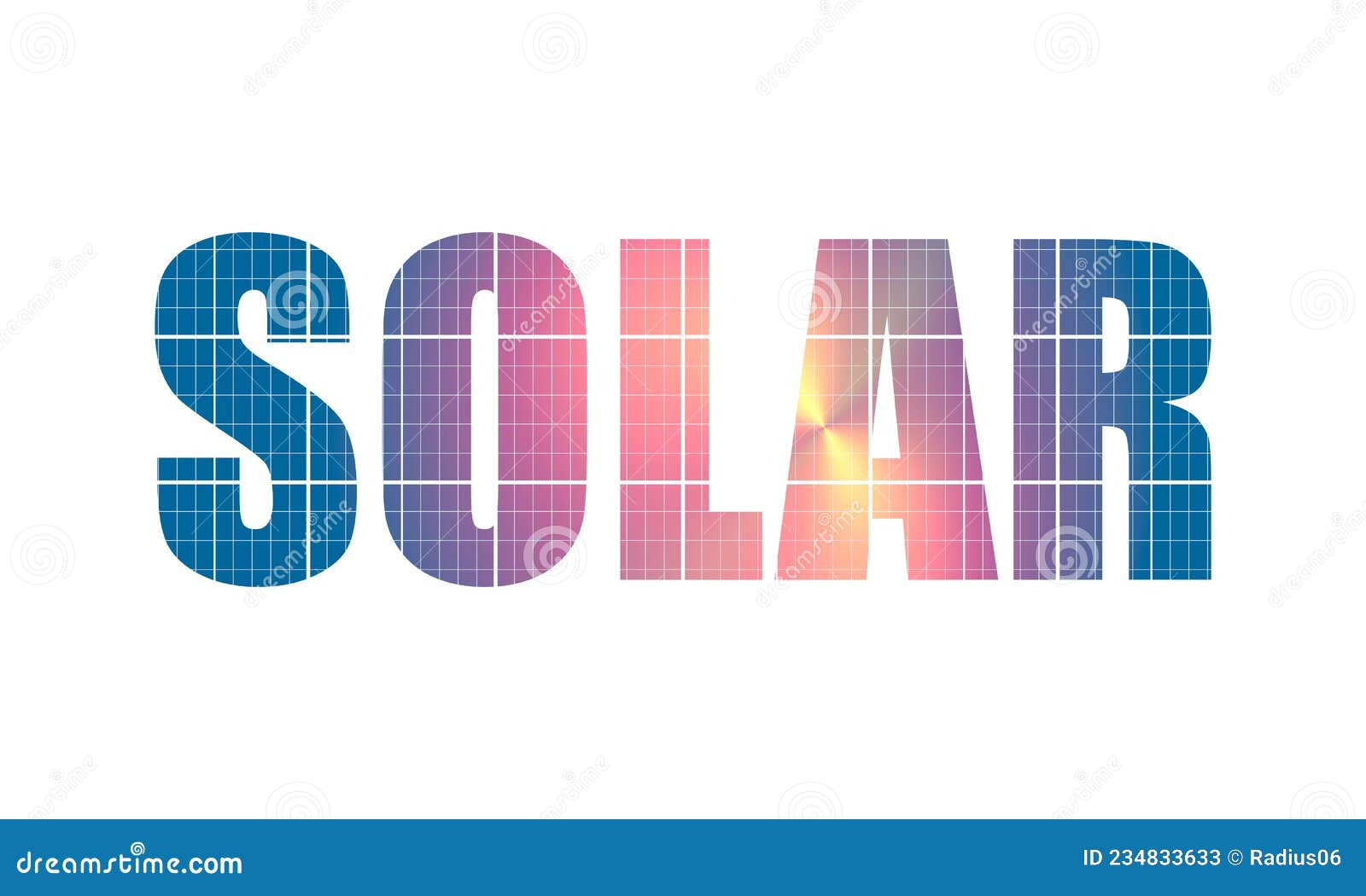 Solar Word Made of Blue Solar Panel. Stock Illustration - Illustration ...