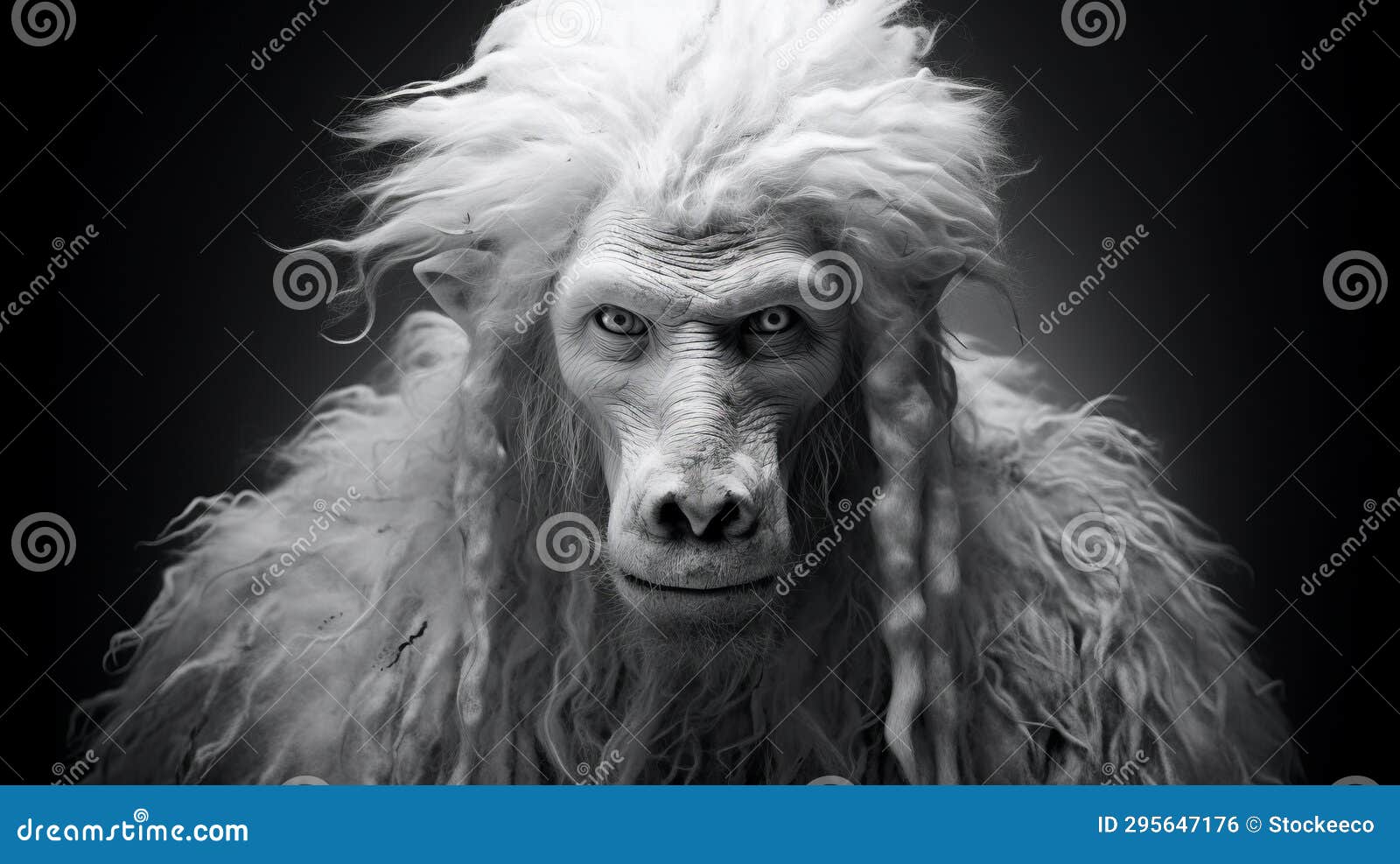 Solarized Monochromatic Sculpture: White Goat with Dreadlocks Stock ...