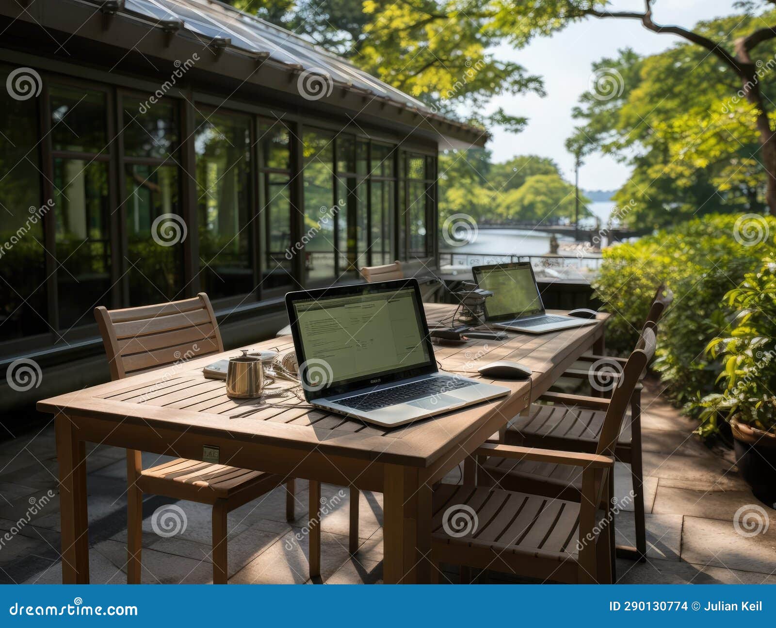 Solarpowered Workspace in Parklike Setting Stock Illustration ...