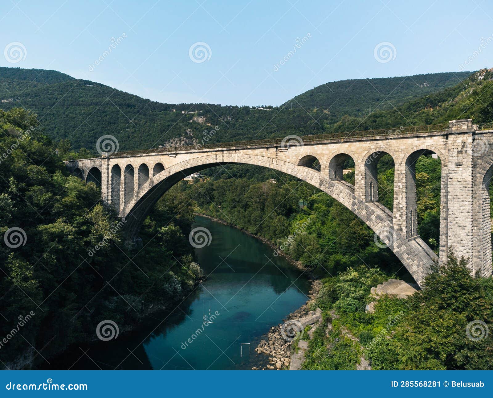 Solcan Bridge Over River Soca, Slovenia Stock Image - Image of rock ...