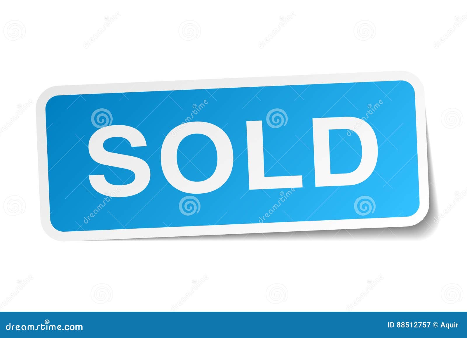 Sold blue square sticker stock vector. Illustration of white - 88512757