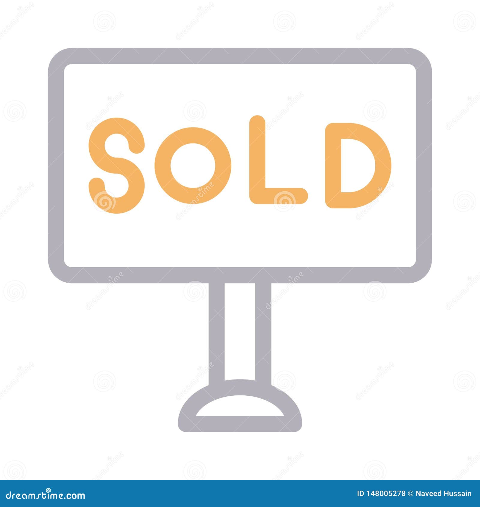 Sold Board Thin Color Line Vector Icon Stock Vector - Illustration of ...