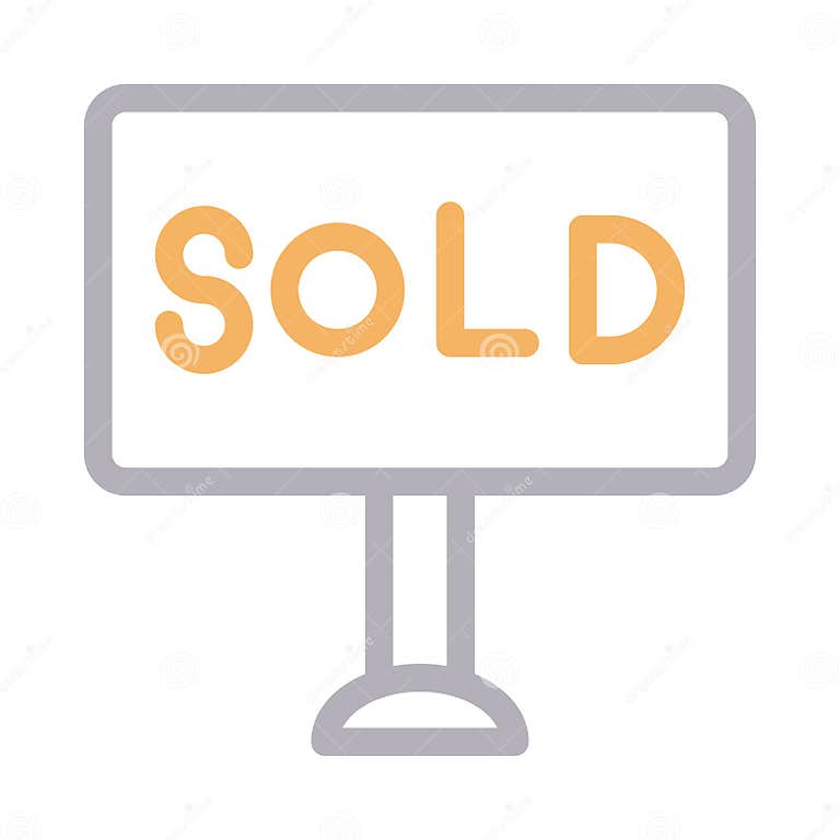 Sold Board Thin Color Line Vector Icon Stock Vector - Illustration of ...