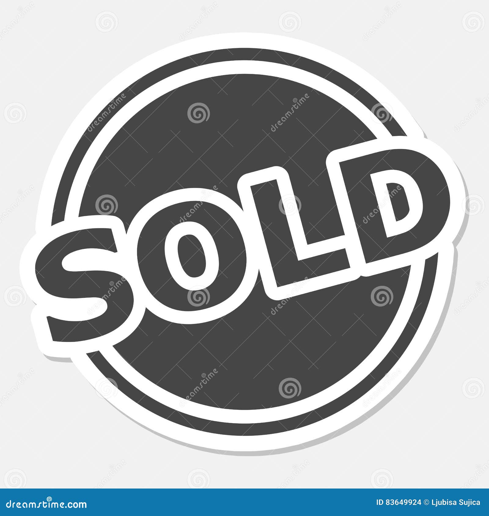 Sold and Gray Circle Sign stock vector. Illustration of graphic - 83649924