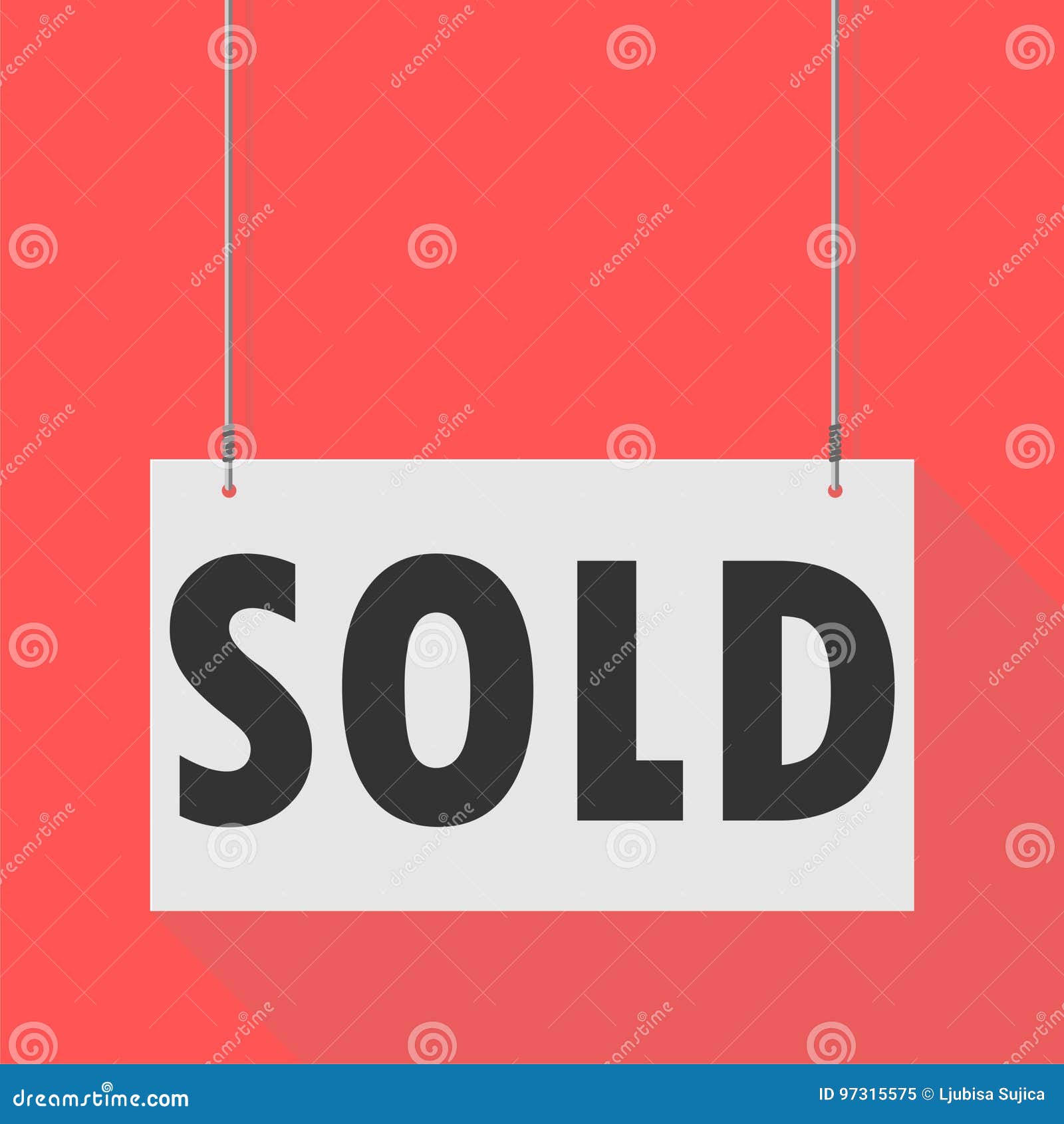 Sold Hanging Sign stock vector. Illustration of discount - 97315575