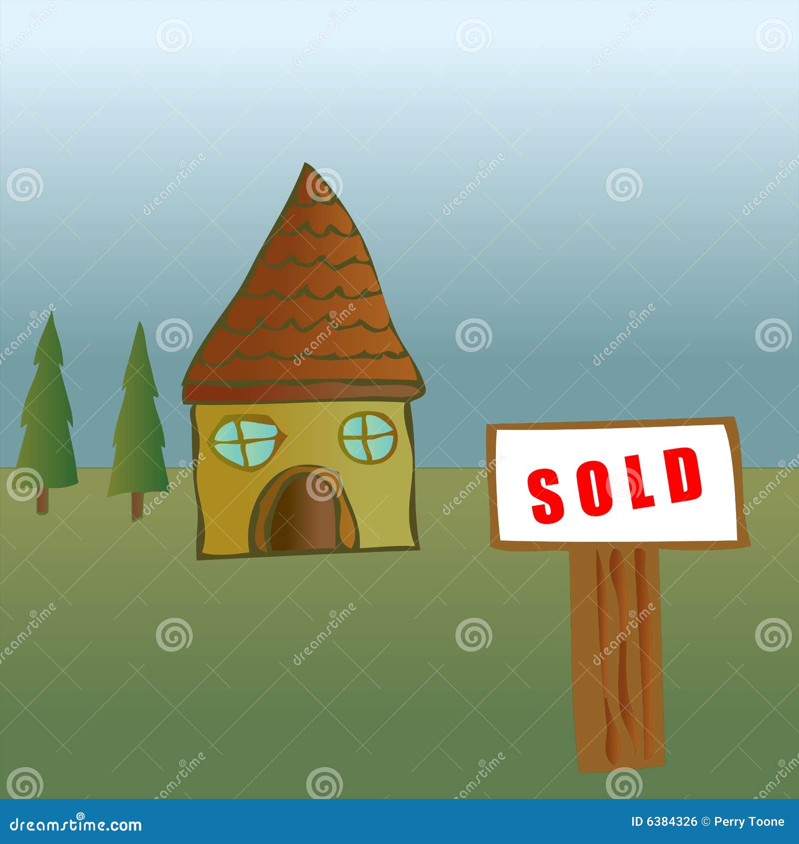 Sold House Sign Cartoon Vector | CartoonDealer.com #26319227