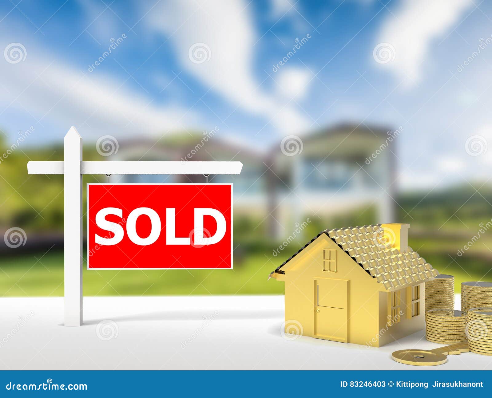 Sold house sign stock image. Image of label, business - 83246403