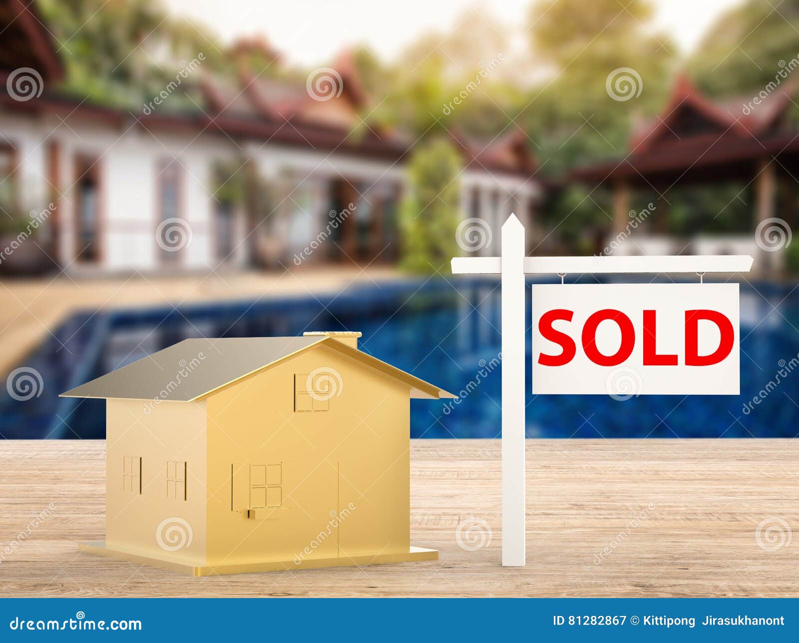 Sold house sign stock image. Image of gold, house, coins - 81282867