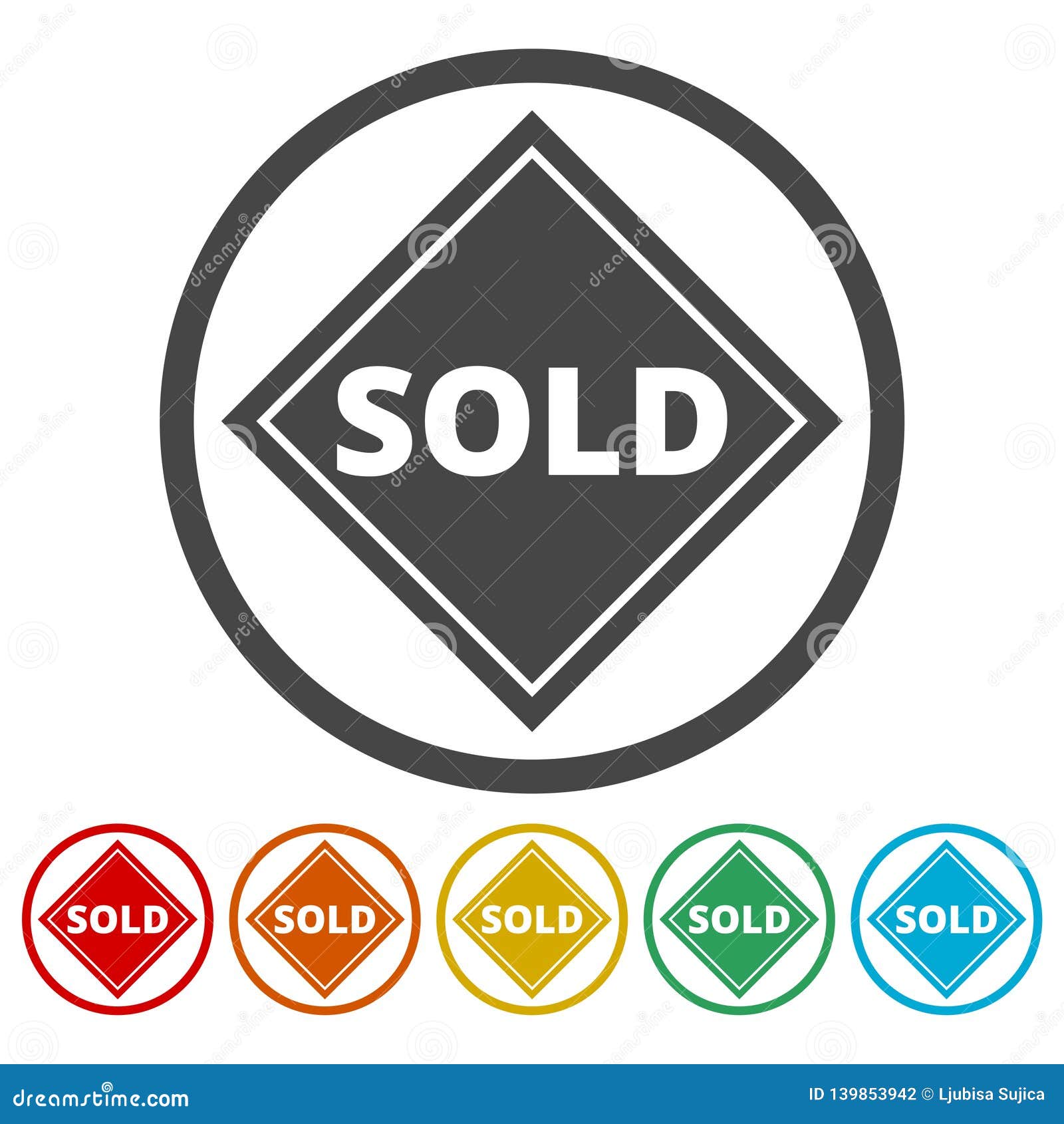 Sold icon stock vector. Illustration of button, green - 139853942