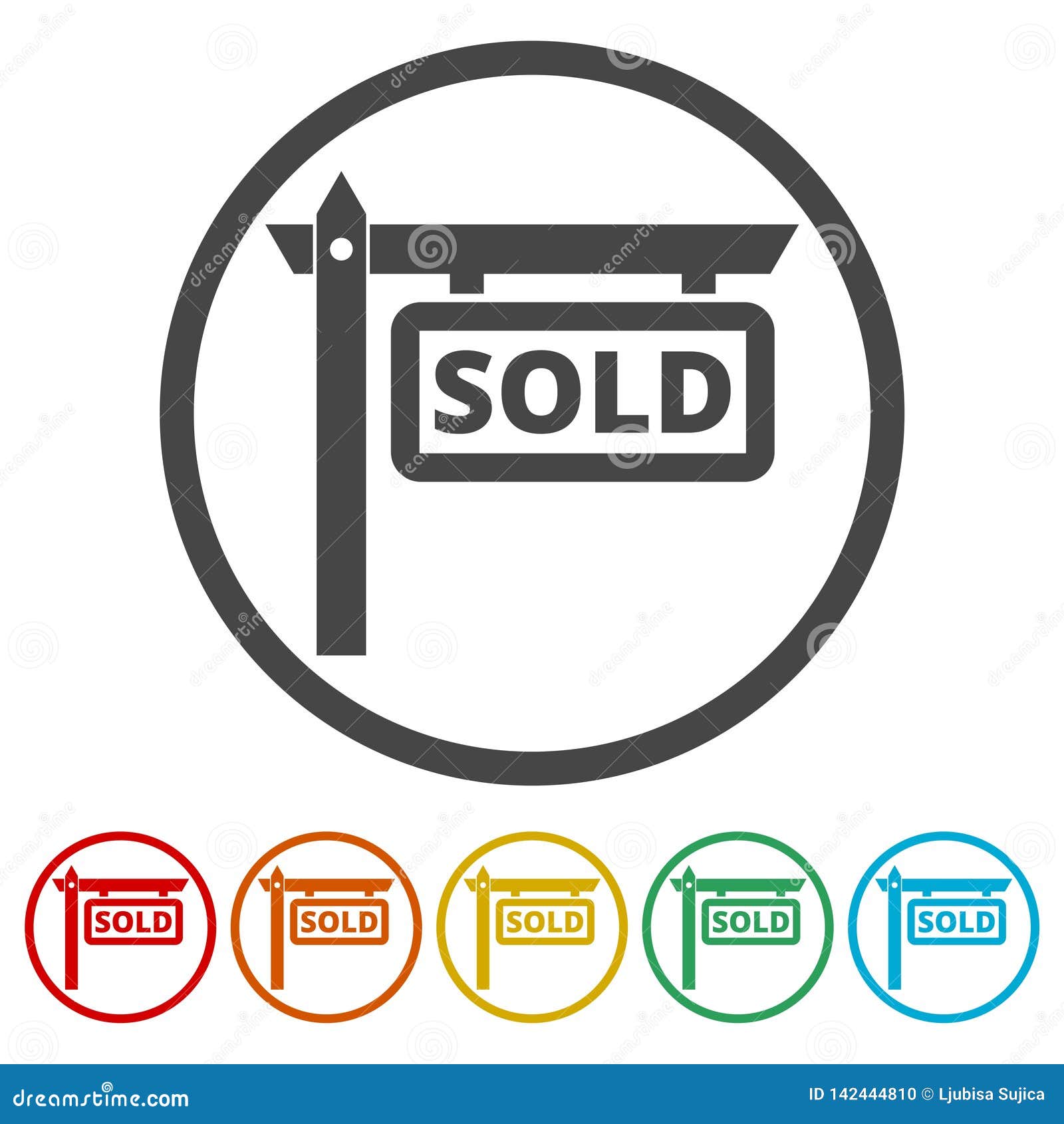 Sold Icons set stock vector. Illustration of rubber - 142444810