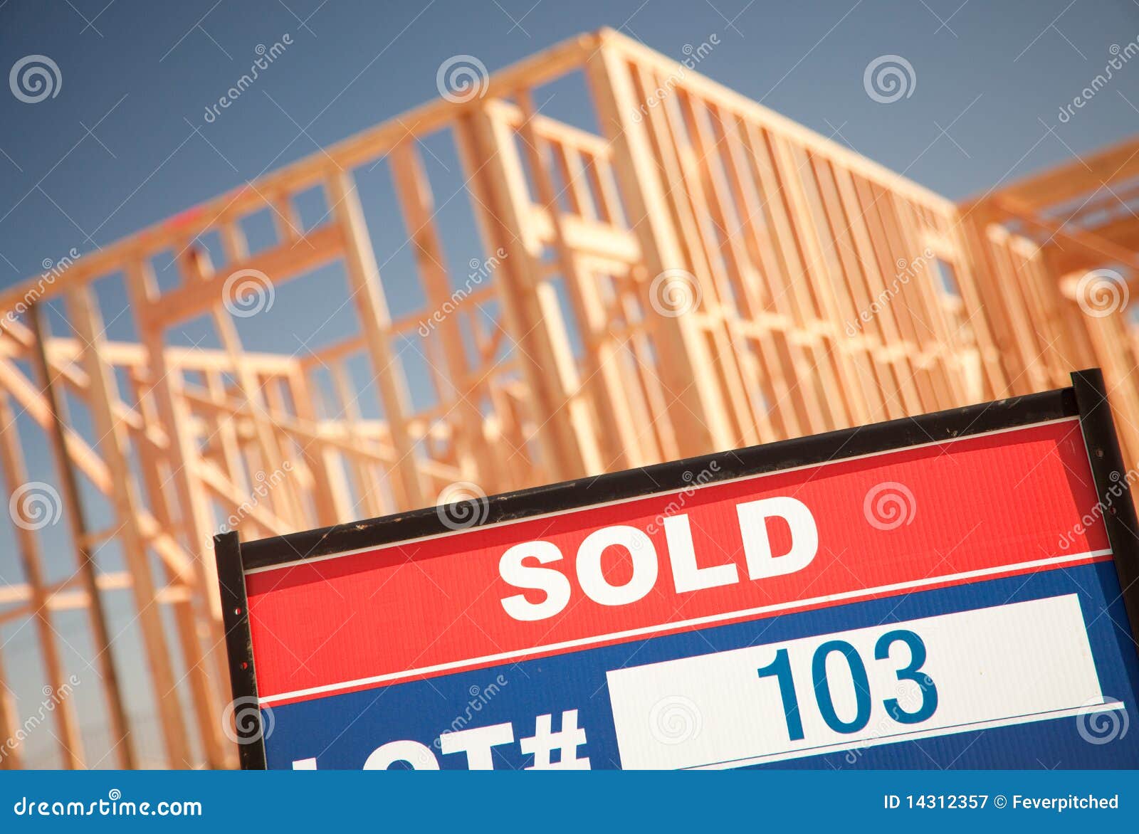 Sold Lot Sign at New Home Construction Site Stock Image - Image of plan ...