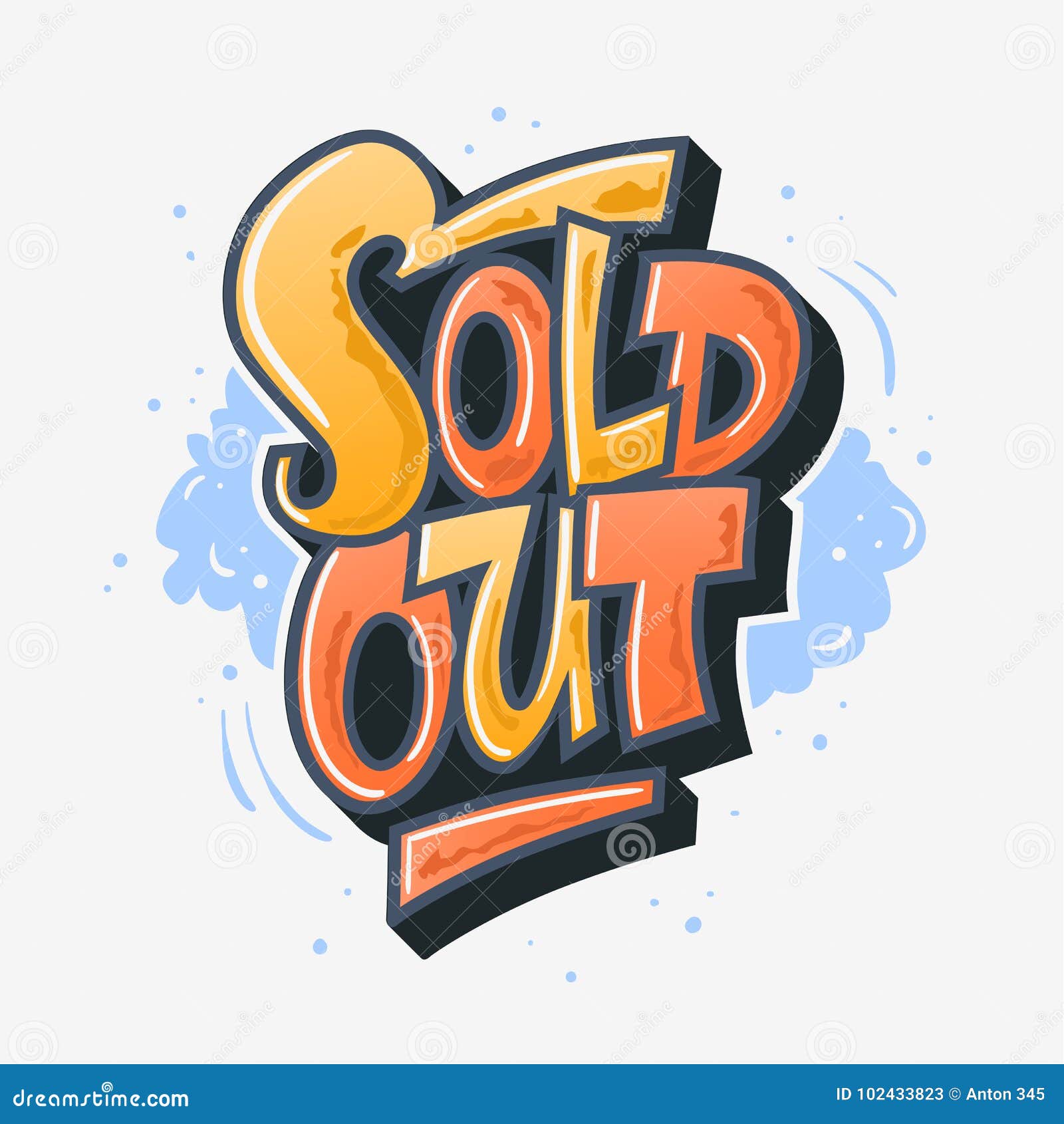 Sold Out Graffiti Style Artistic Custom Lettering Typography. Vector ...