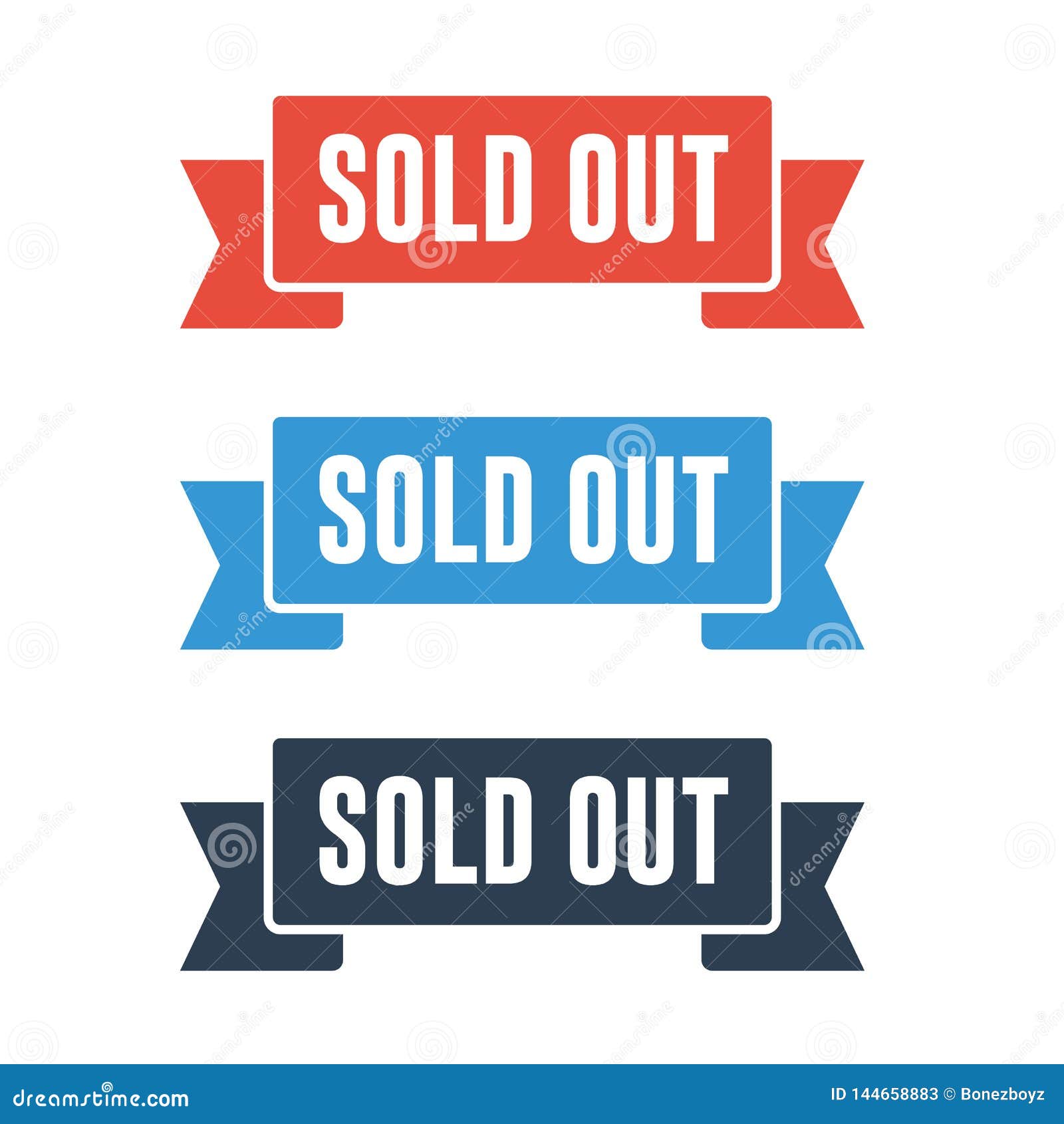 Sold Out Ribbon Banner stock vector. Illustration of icon - 144658883
