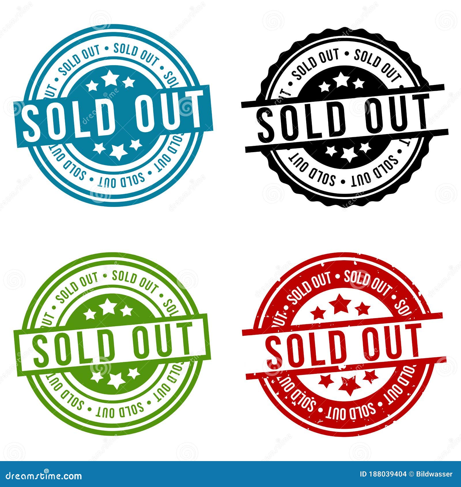 Sold Out Round Stamp Collection. Eps10 Vector Badge Stock Vector ...