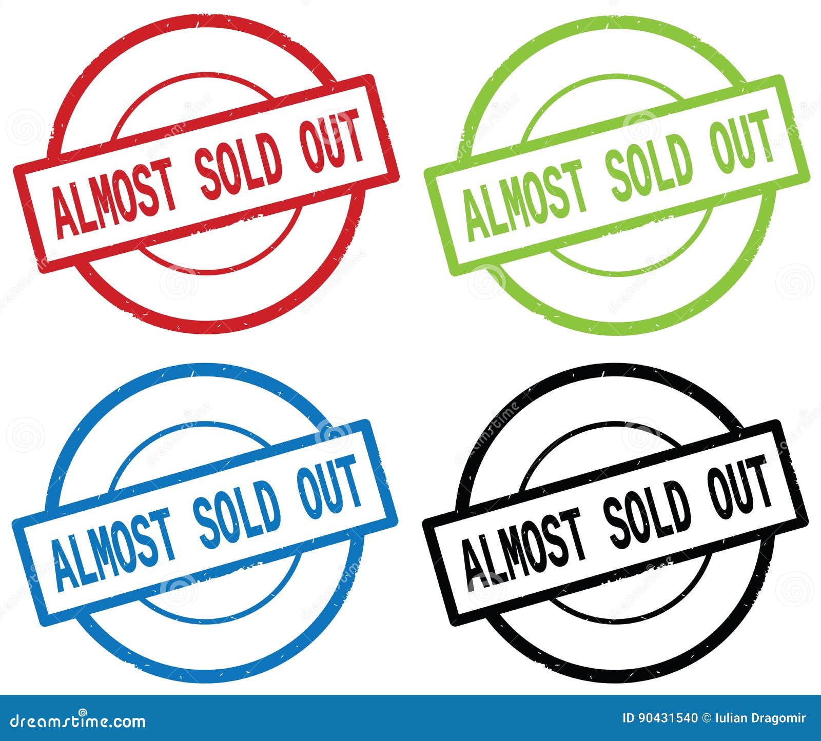 Almost SOLD OUT Text, on Round Simple Stamp Sign. Stock Illustration ...