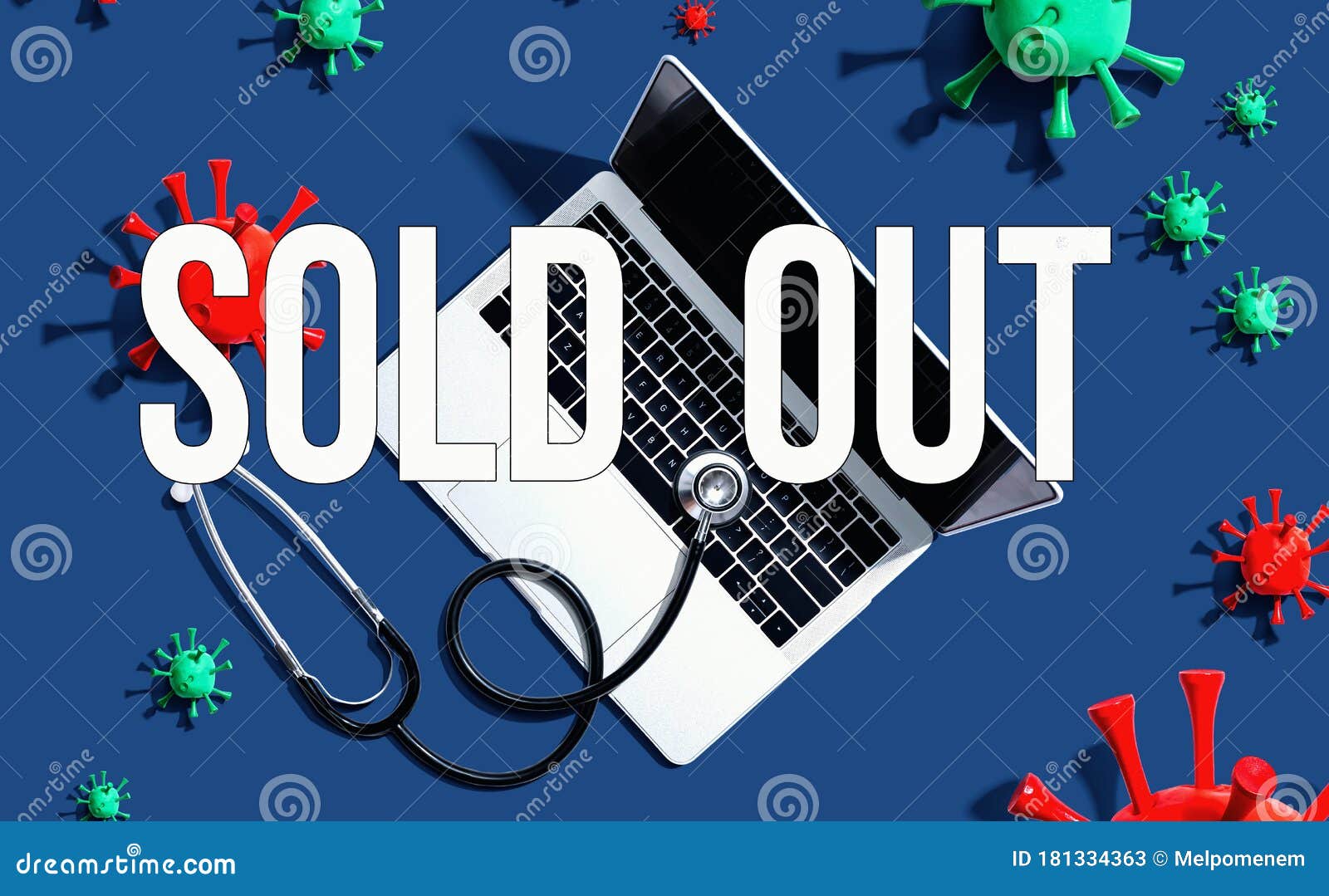 Sold Out Theme with Stethoscope and Laptop Stock Image - Image of blue ...