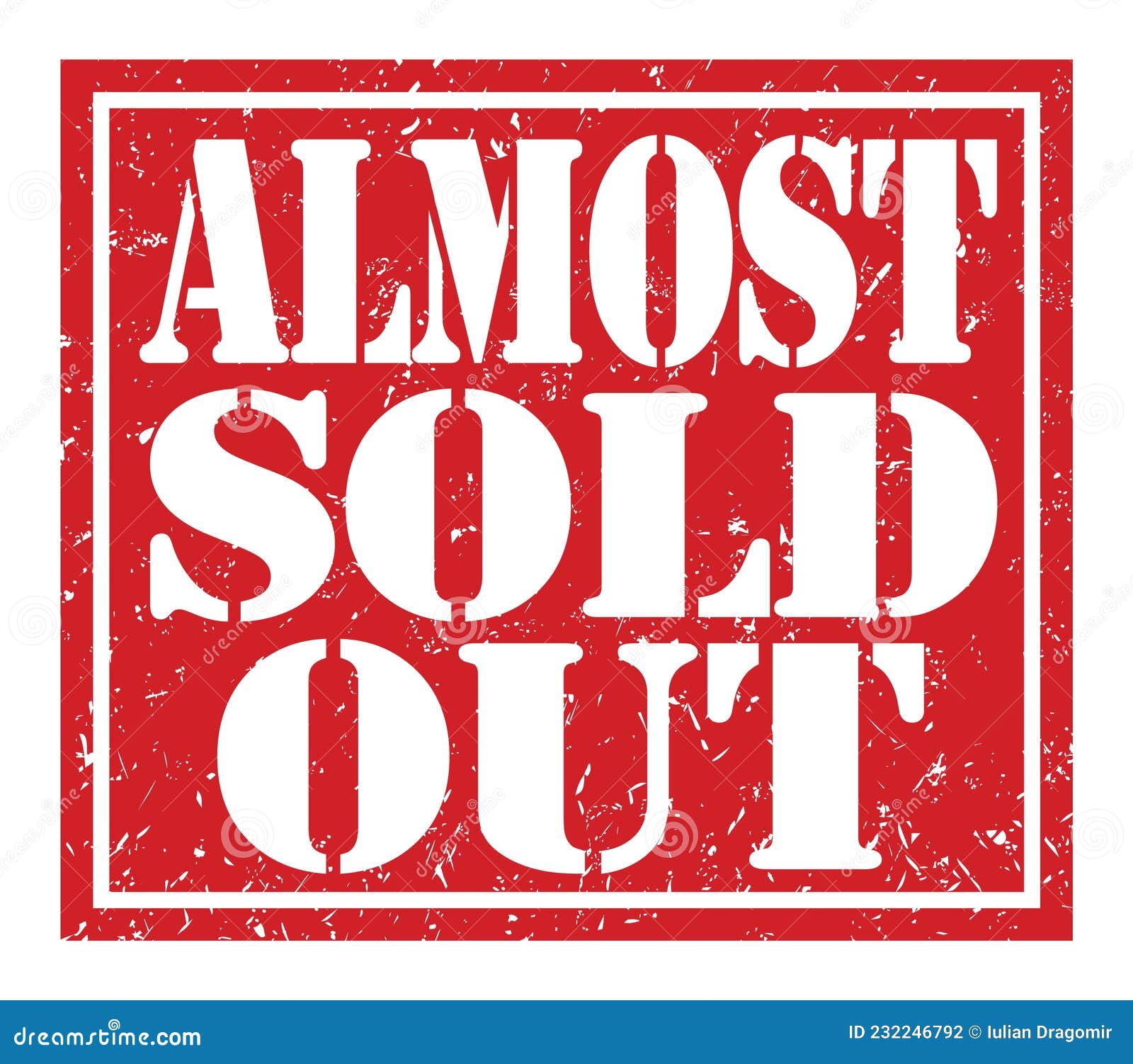 Almost SOLD OUT, Text Written on Red Stamp Sign Stock Illustration ...