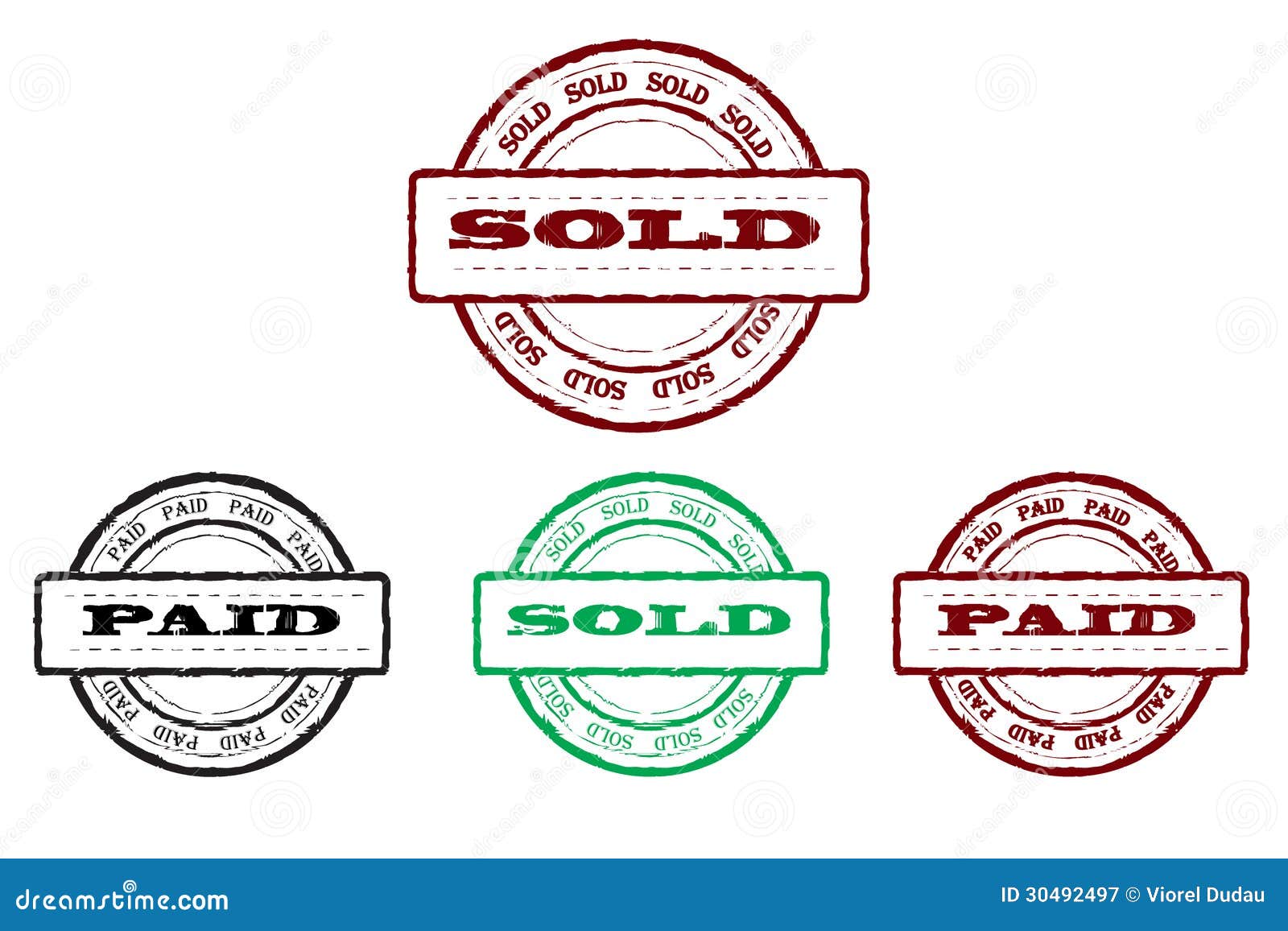 Sold and paid stamps stock vector. Illustration of stamp - 30492497