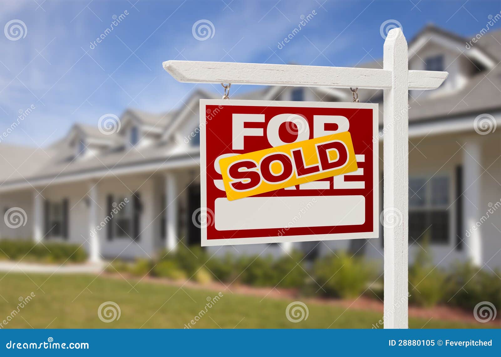 Sold Real Estate Sign and House Stock Image - Image of agent, property ...