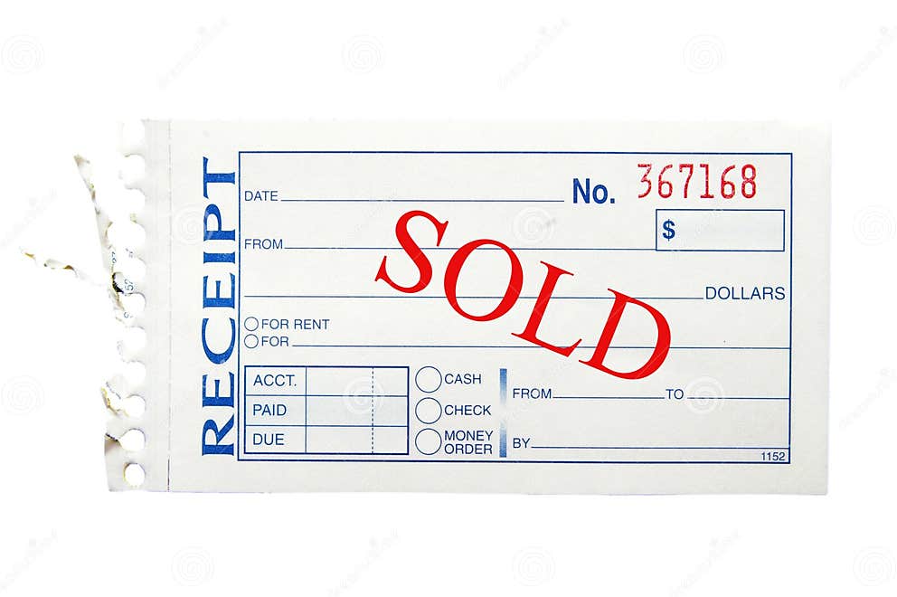 Sold receipt stock image. Image of stub, transaction - 17890109