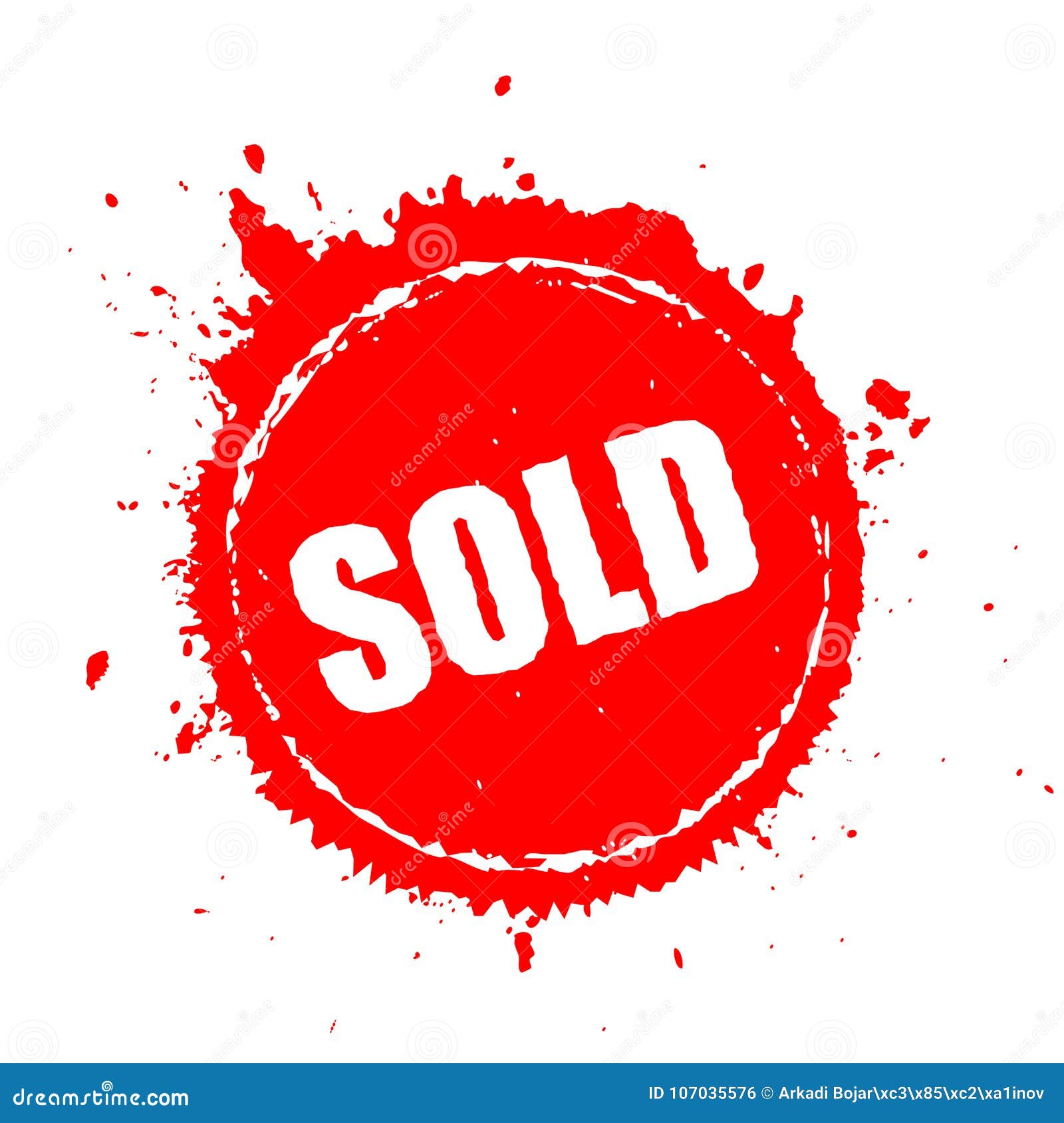 Sold red splash icon stock vector. Illustration of late - 107035576